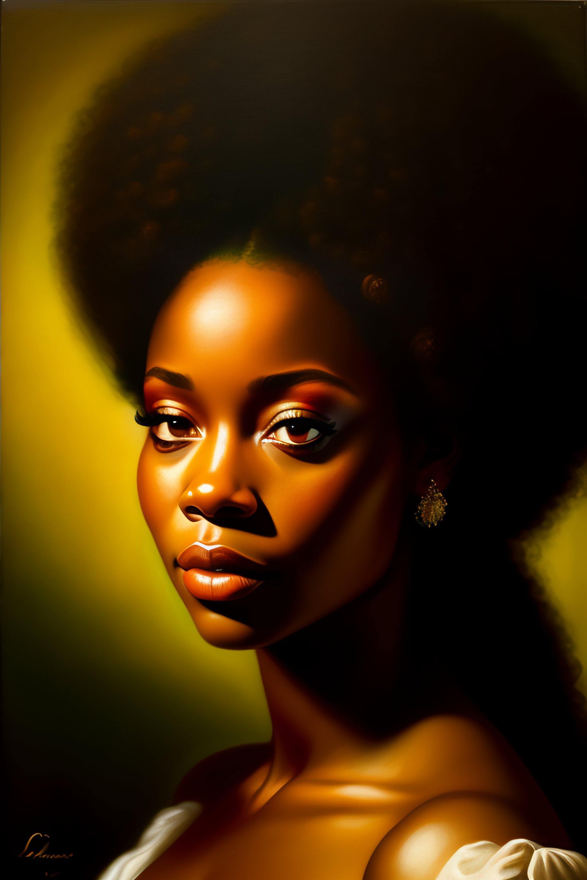 Lexica - Afro queen with big green eyes, Mariah carey oil painting, hd ...