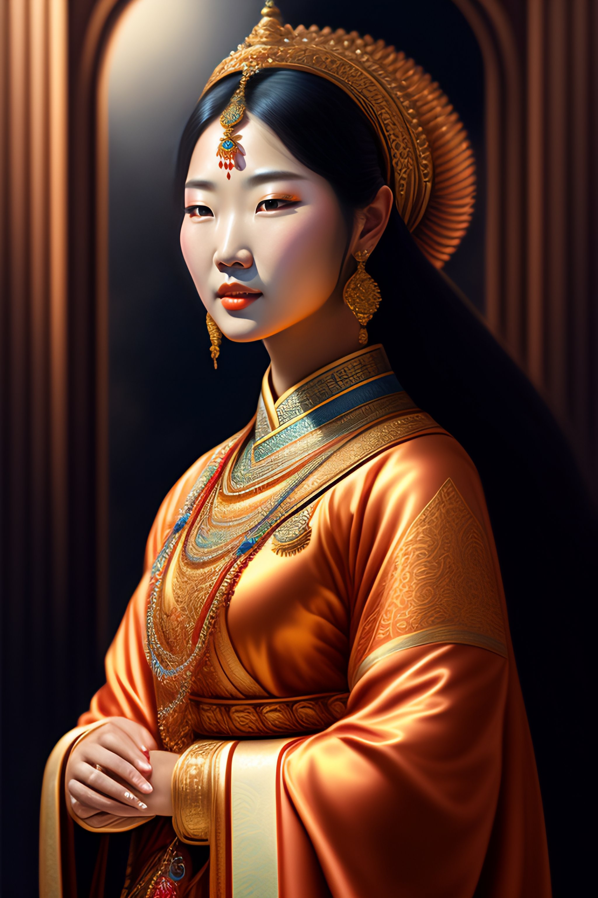 Lexica - Detailed portrait of korean goddess, high detailed paiting by ...