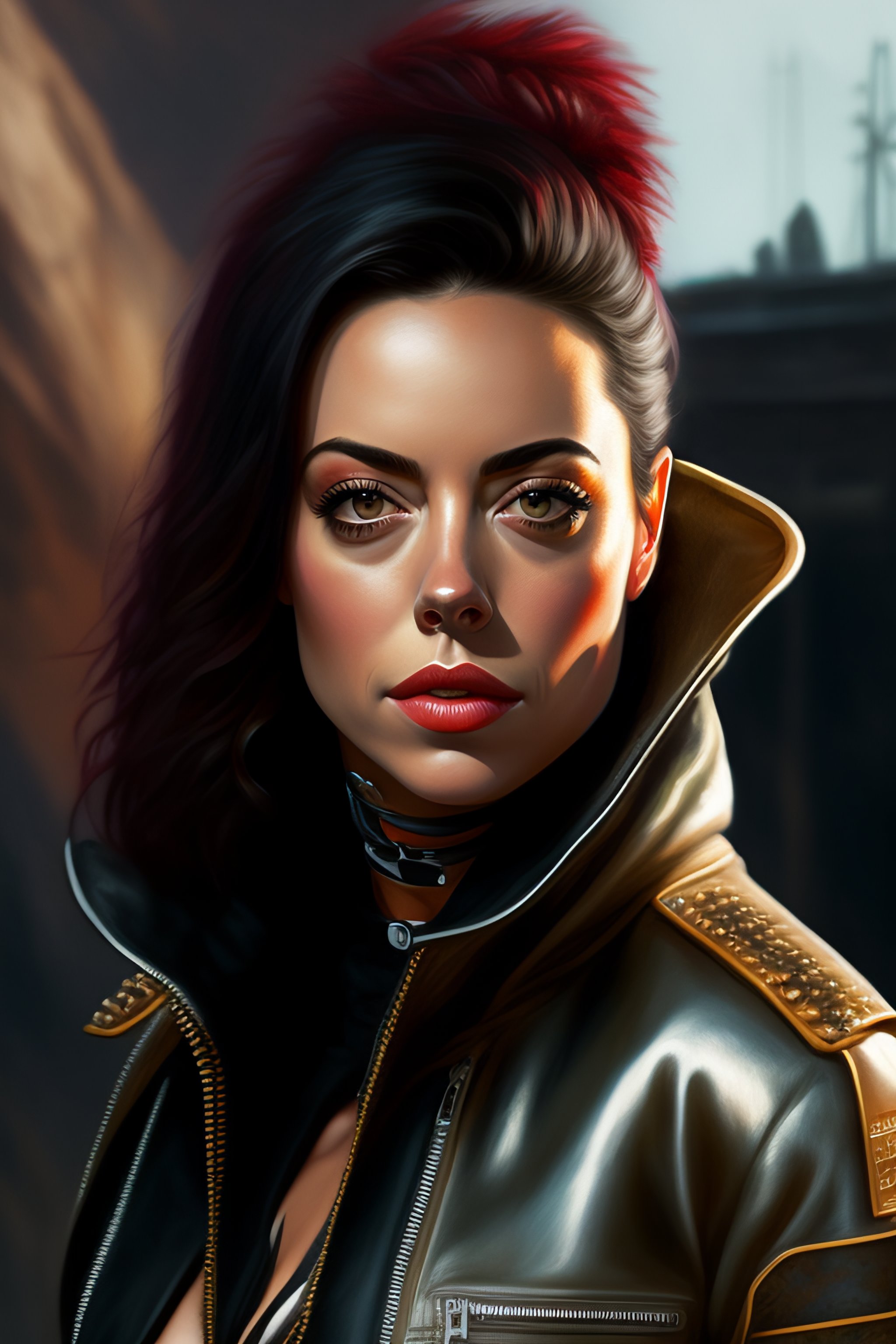 Lexica - Cute punk scull Aubrey plaza , mad max jacket, renaissance ...