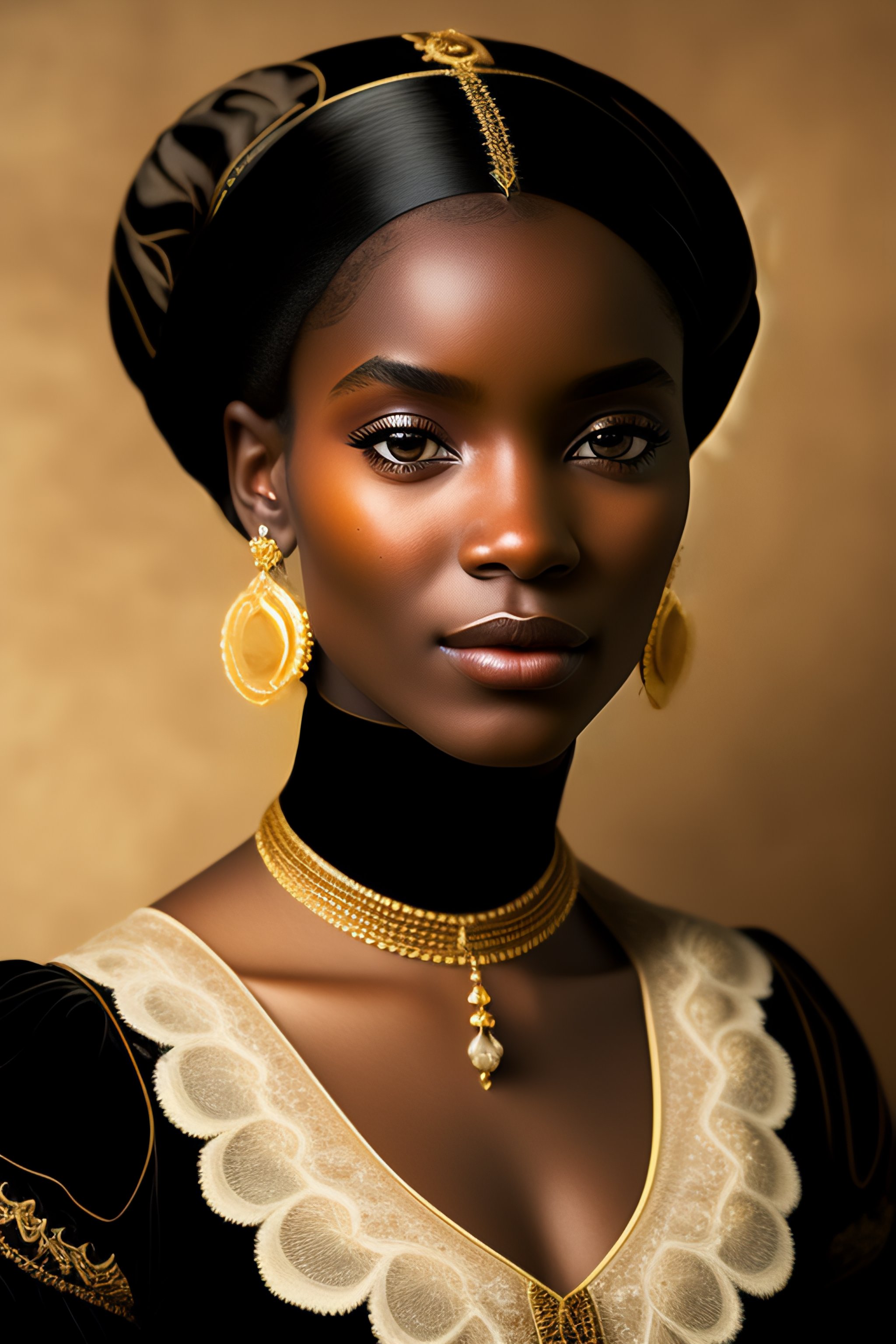 Lexica Victorian Young Ebony Beautiful Girl In An Elegant Dress With Deep Neckline11