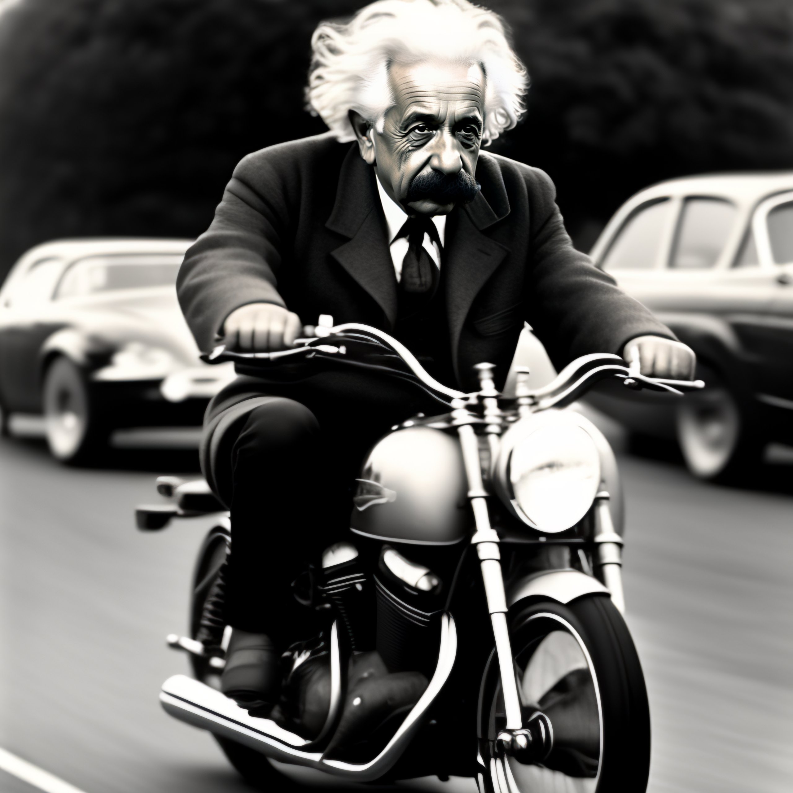 Lexica - Albert Einstein riding a motorcycle