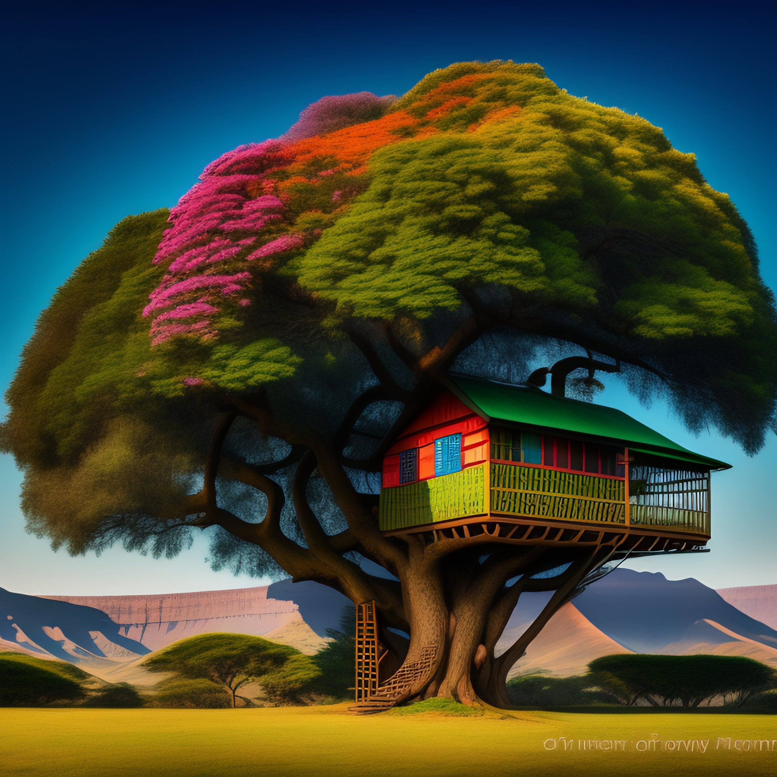 Lexica - The tree of life in front of the Drakensberg mountains, multi ...