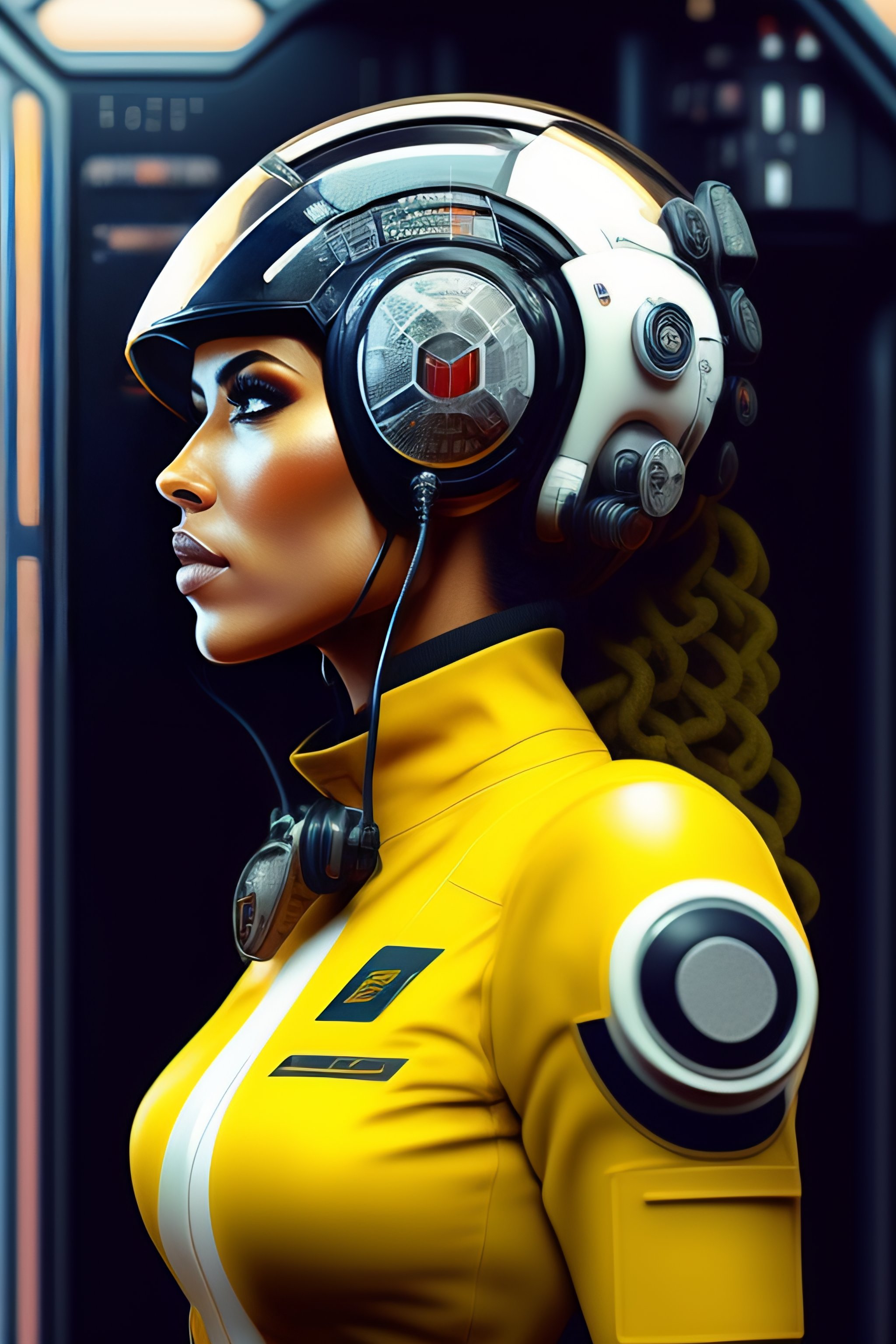 Lexica - Cyborg pilot wired to commands, detailed minimalist interior ...