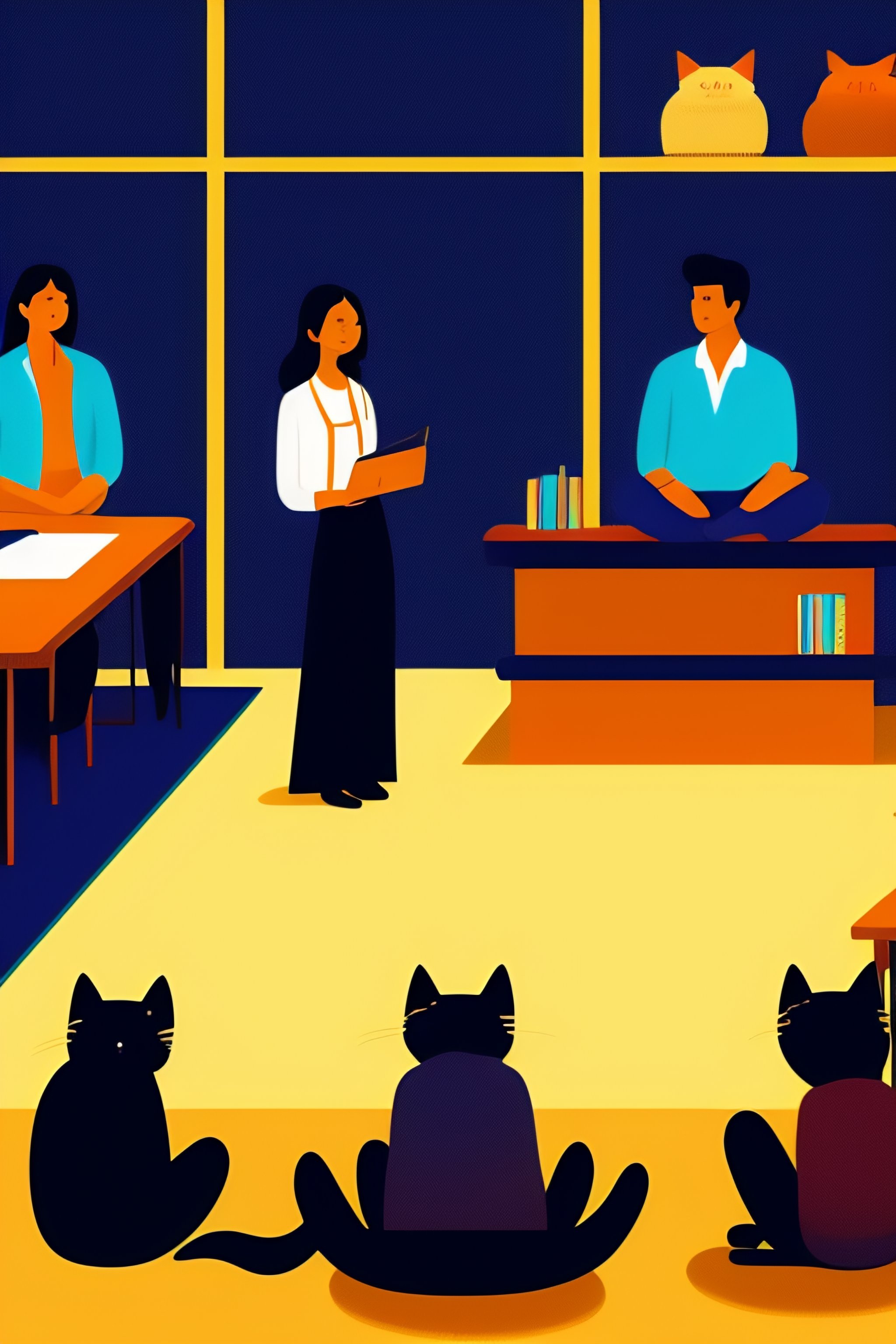 Lexica - ILLUSTRATION OF A CAT TEACHING CLASS TO ANIMLAS