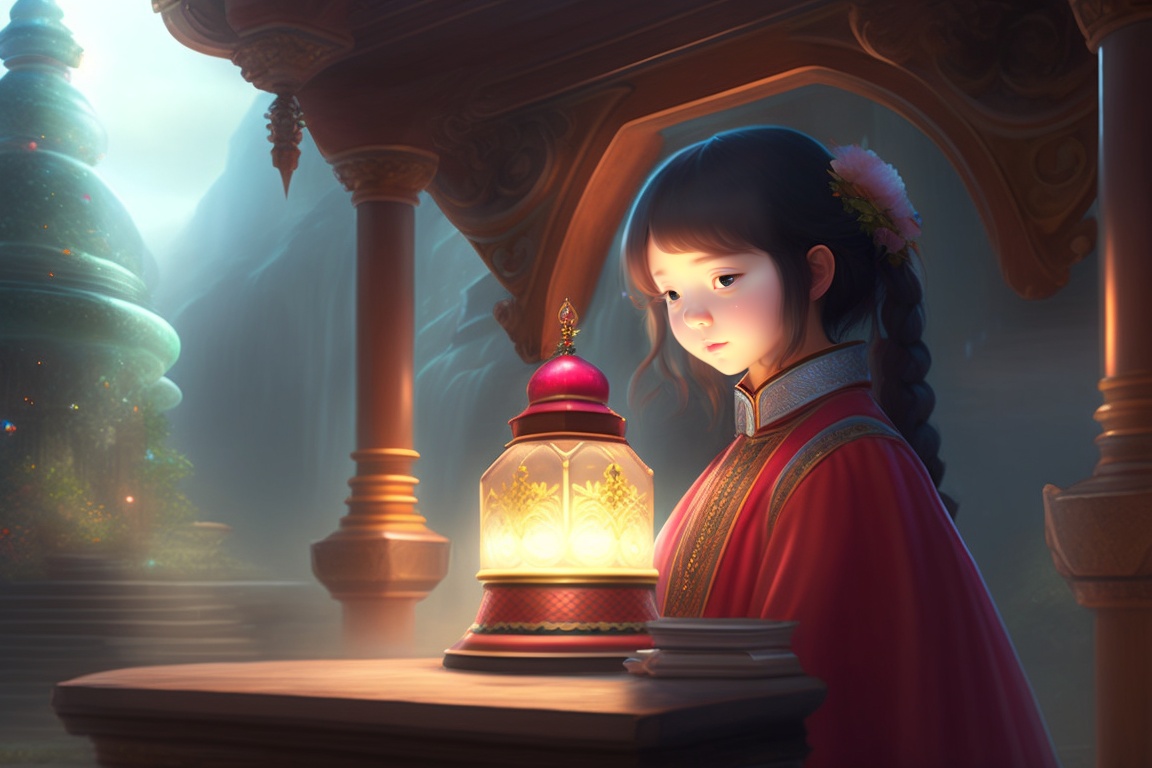 Lexica - The magical bell hovering above Ria's head. Show the magical ...