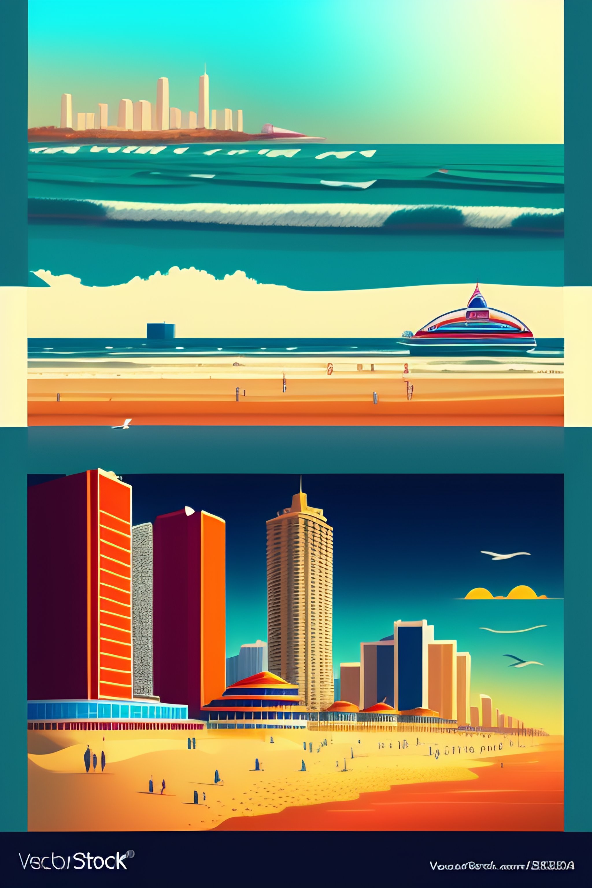 Lexica - In a vector style create Atlantic city including the beach ...