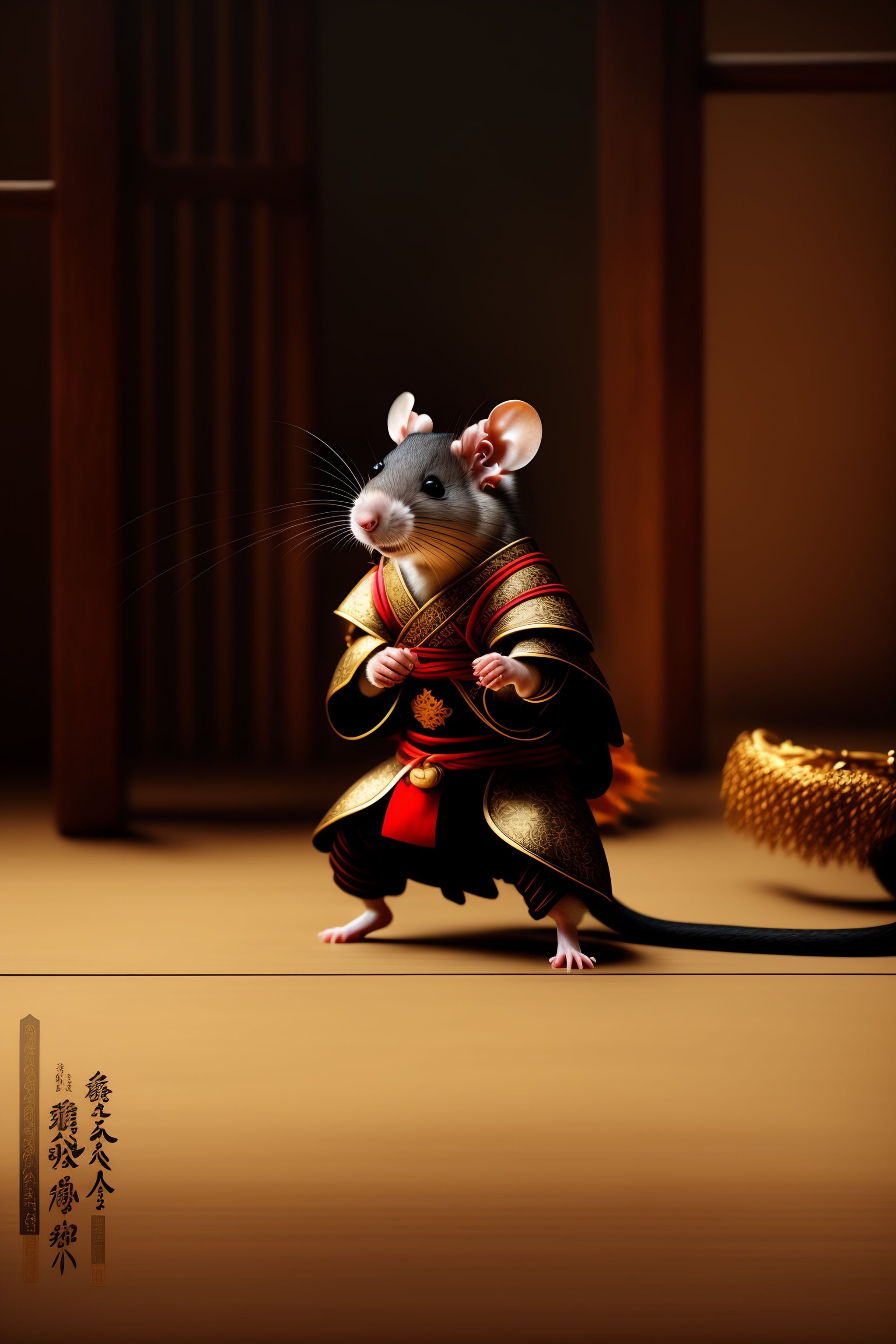 Lexica - A rat in Japanese samurai style clothing