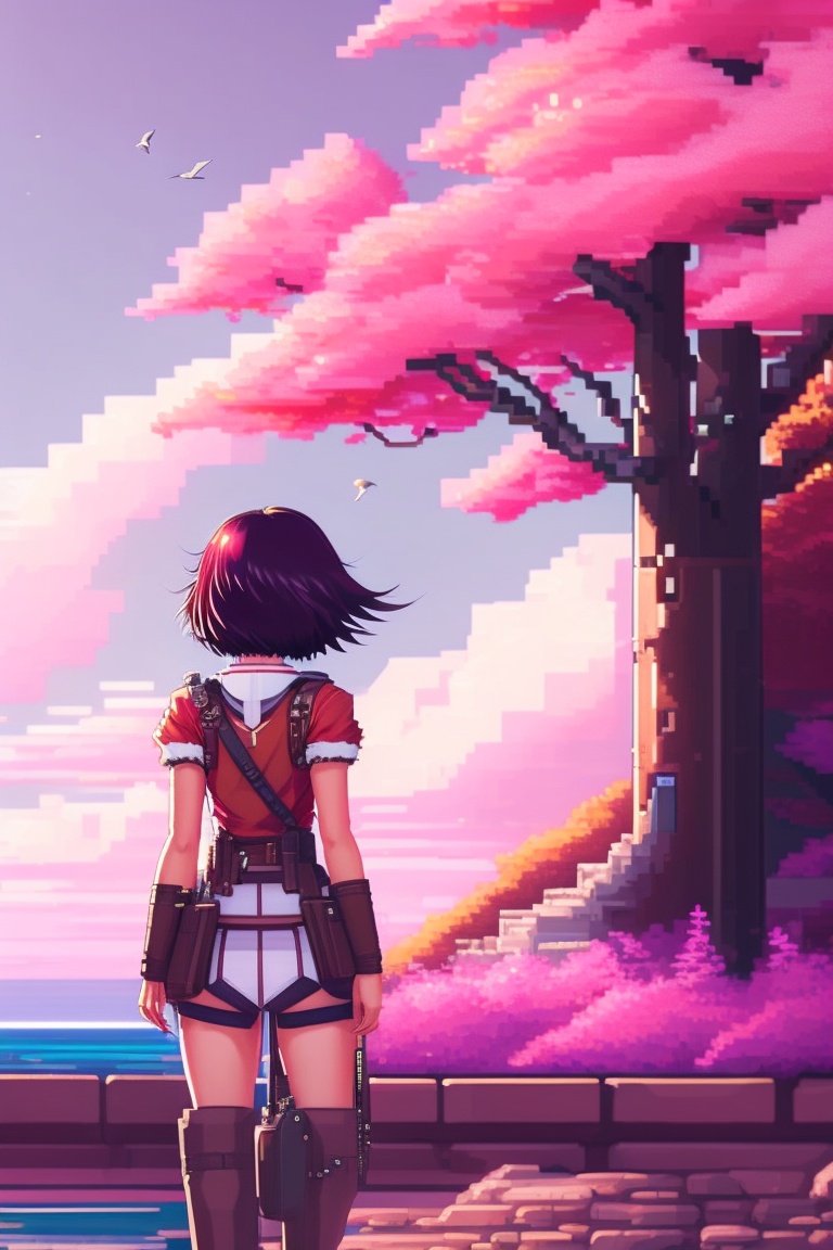 Lexica - Attack on titan mikasa art, pixel art, ethereal, pixel art, a ...