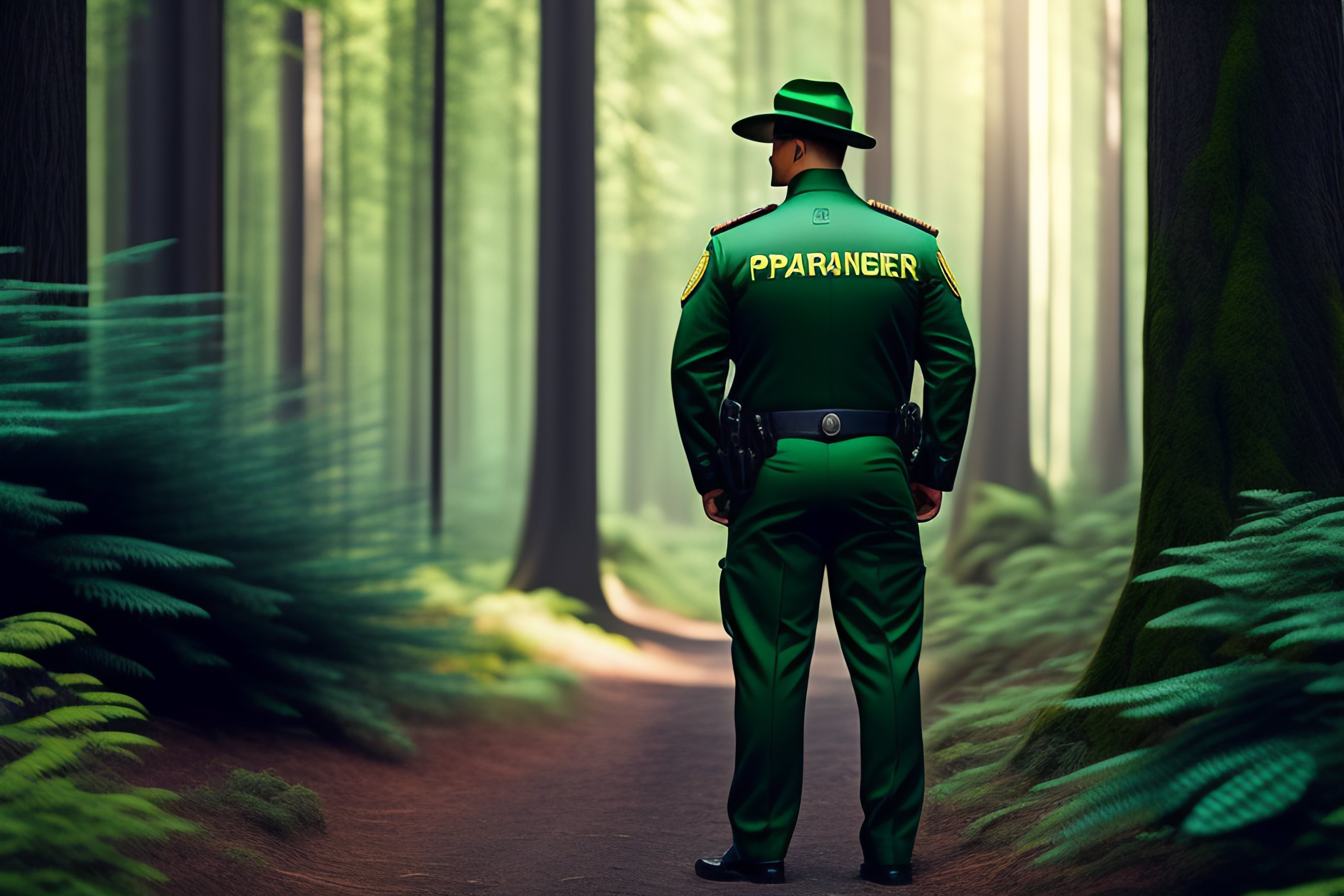 Lexica - Park ranger man, black, green suit, 8k resolution, ultra ...