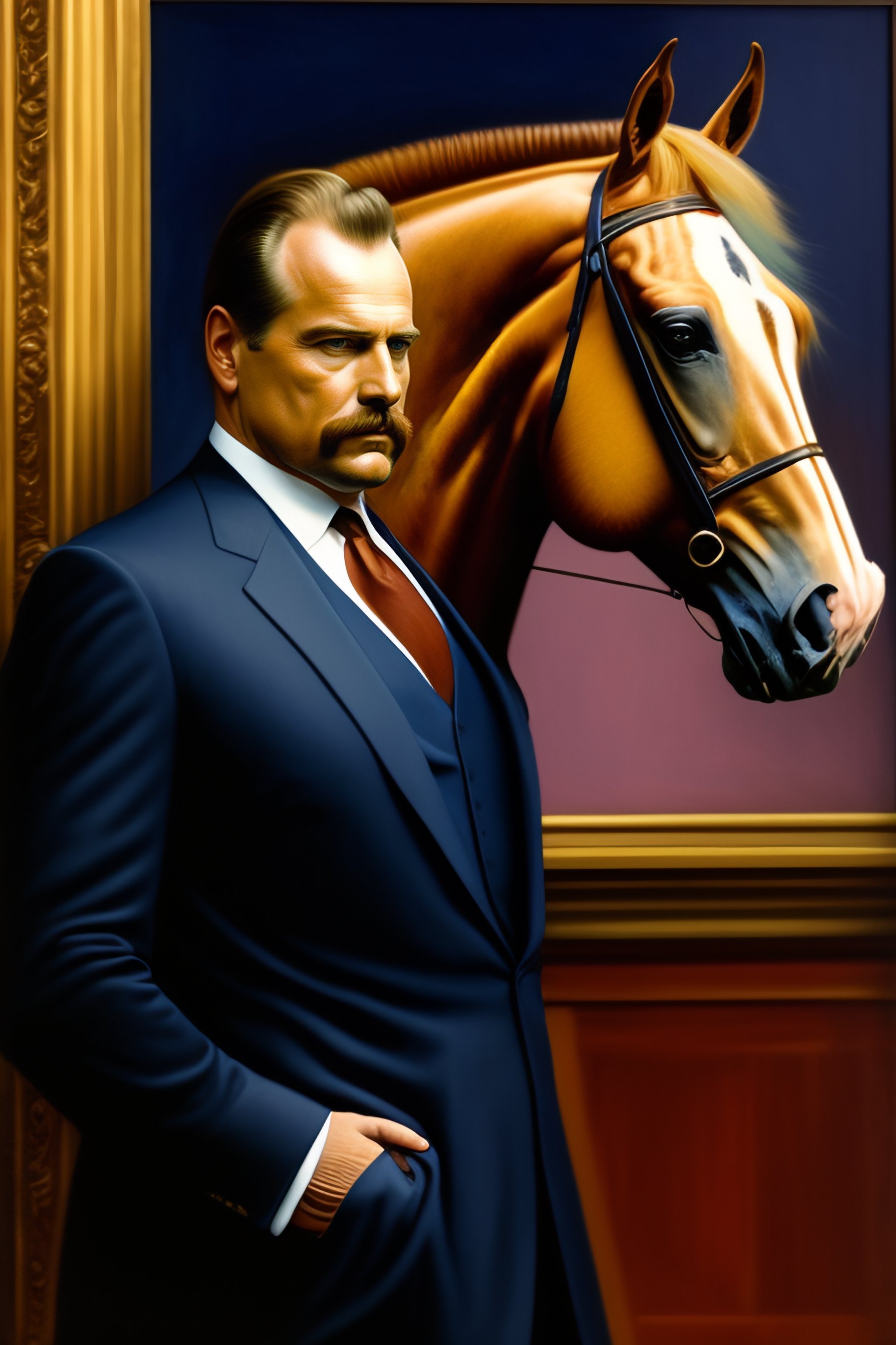 Lexica - A portrait of Golden Sable horse wearing suit and tie, by ...