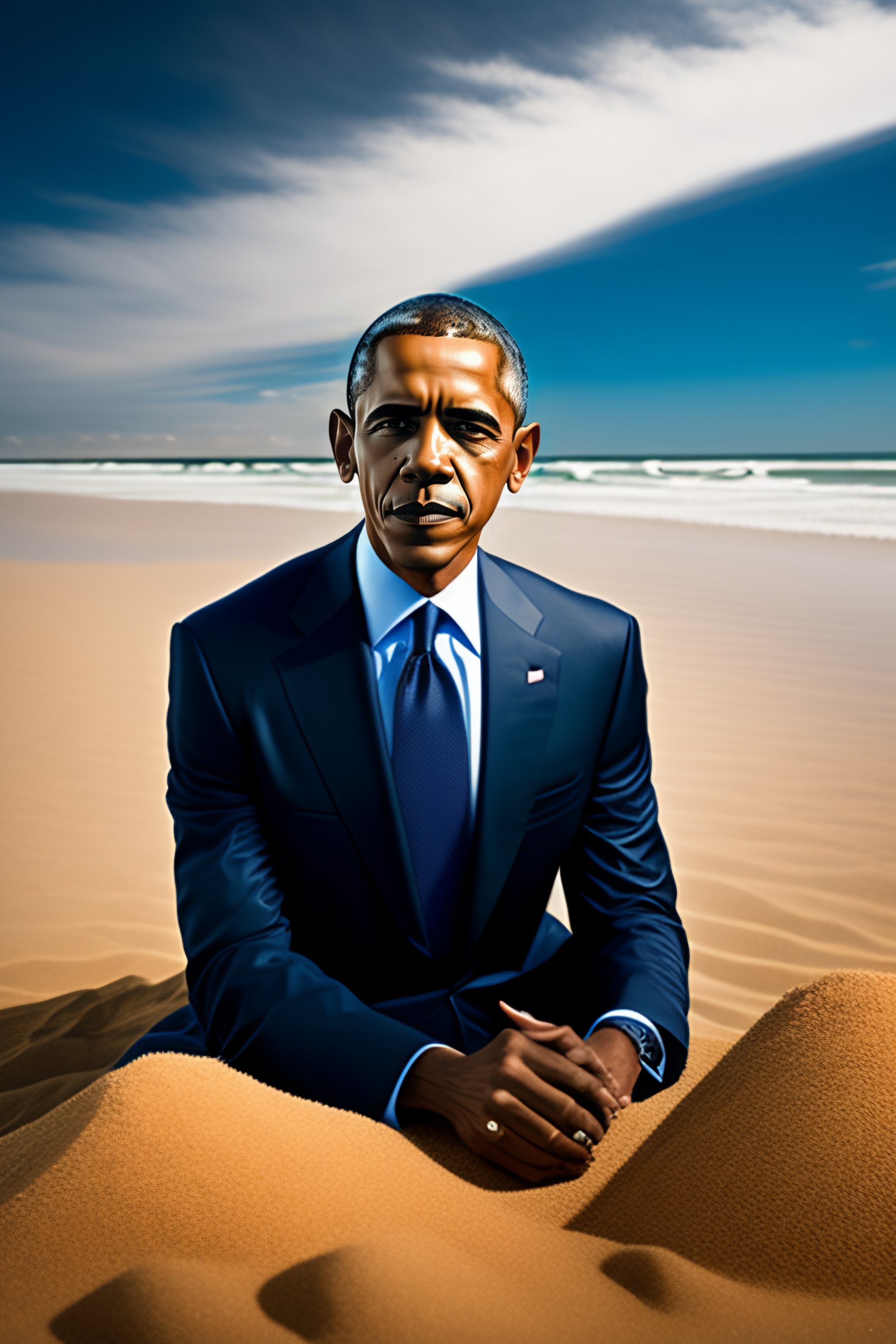 Lexica - Barack Obama on the sand