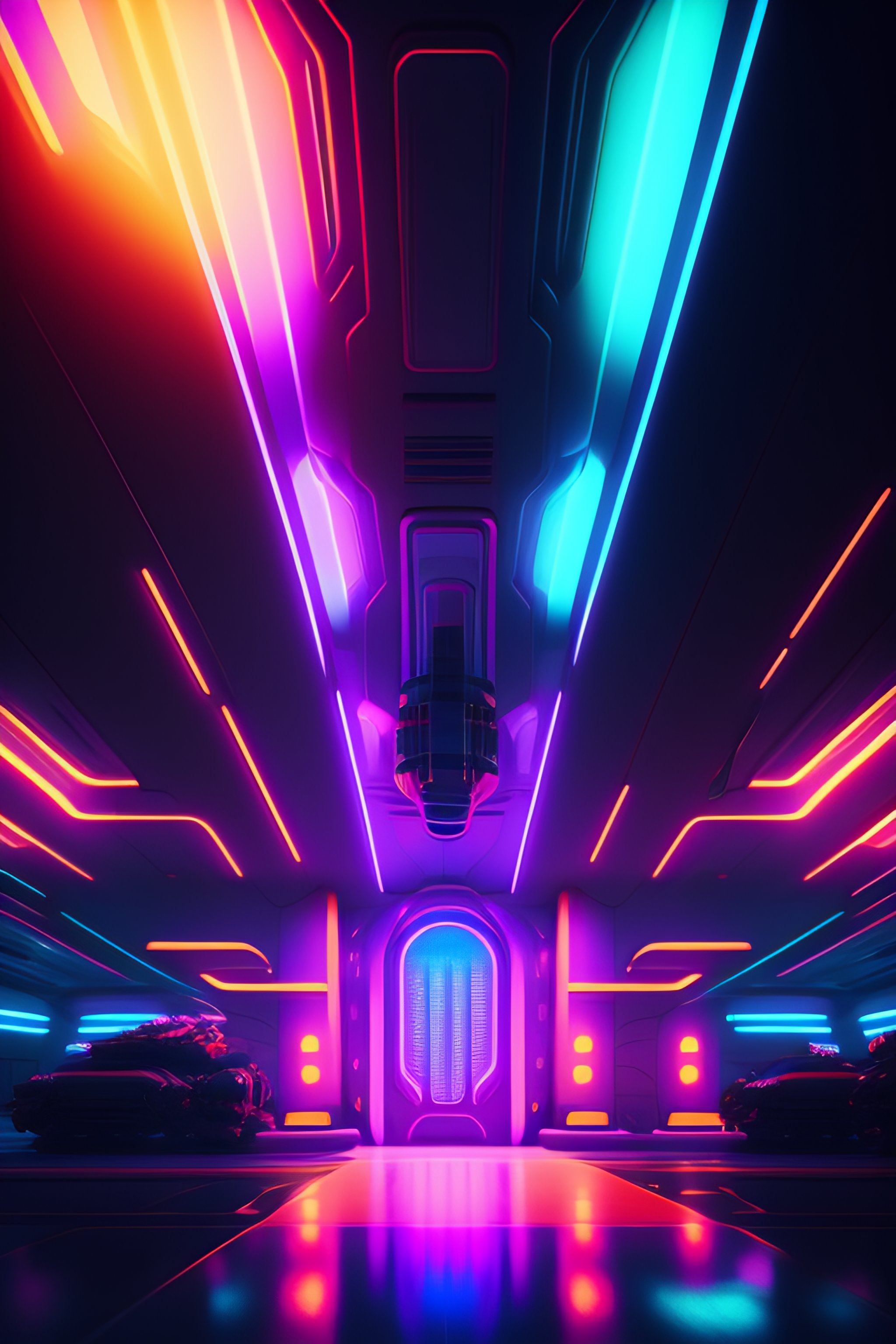 Lexica - Futuristic gothic interior of a busy spaceport on an alien ...