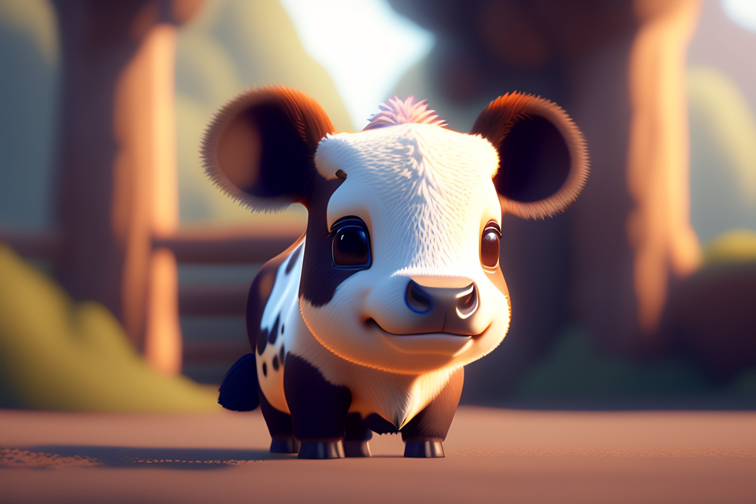 Lexica - Cute adorable little cow waving and smiling greeting me ...