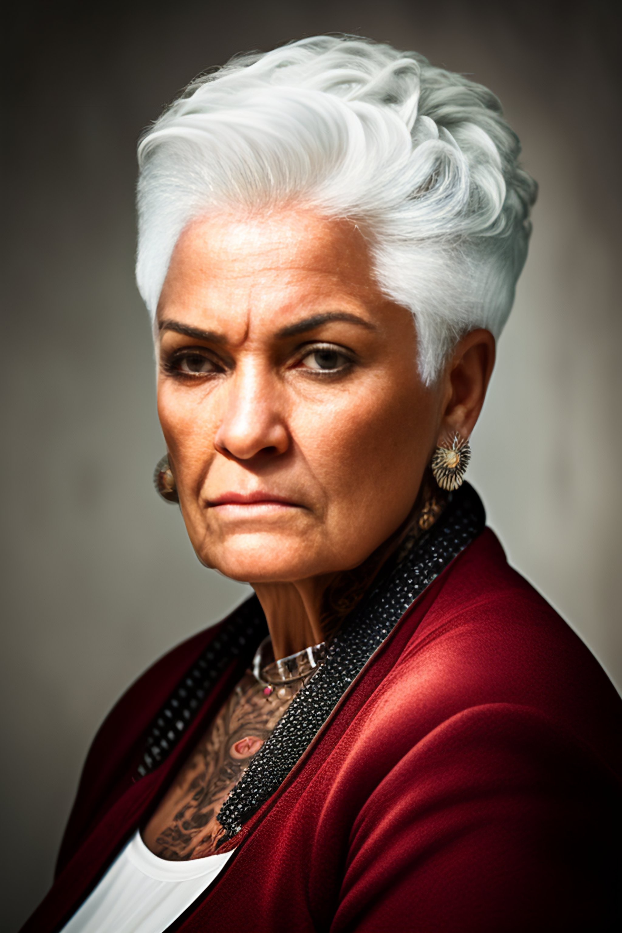 Lexica - Portrait of a grumpy mean scowl old woman with white hair and ...