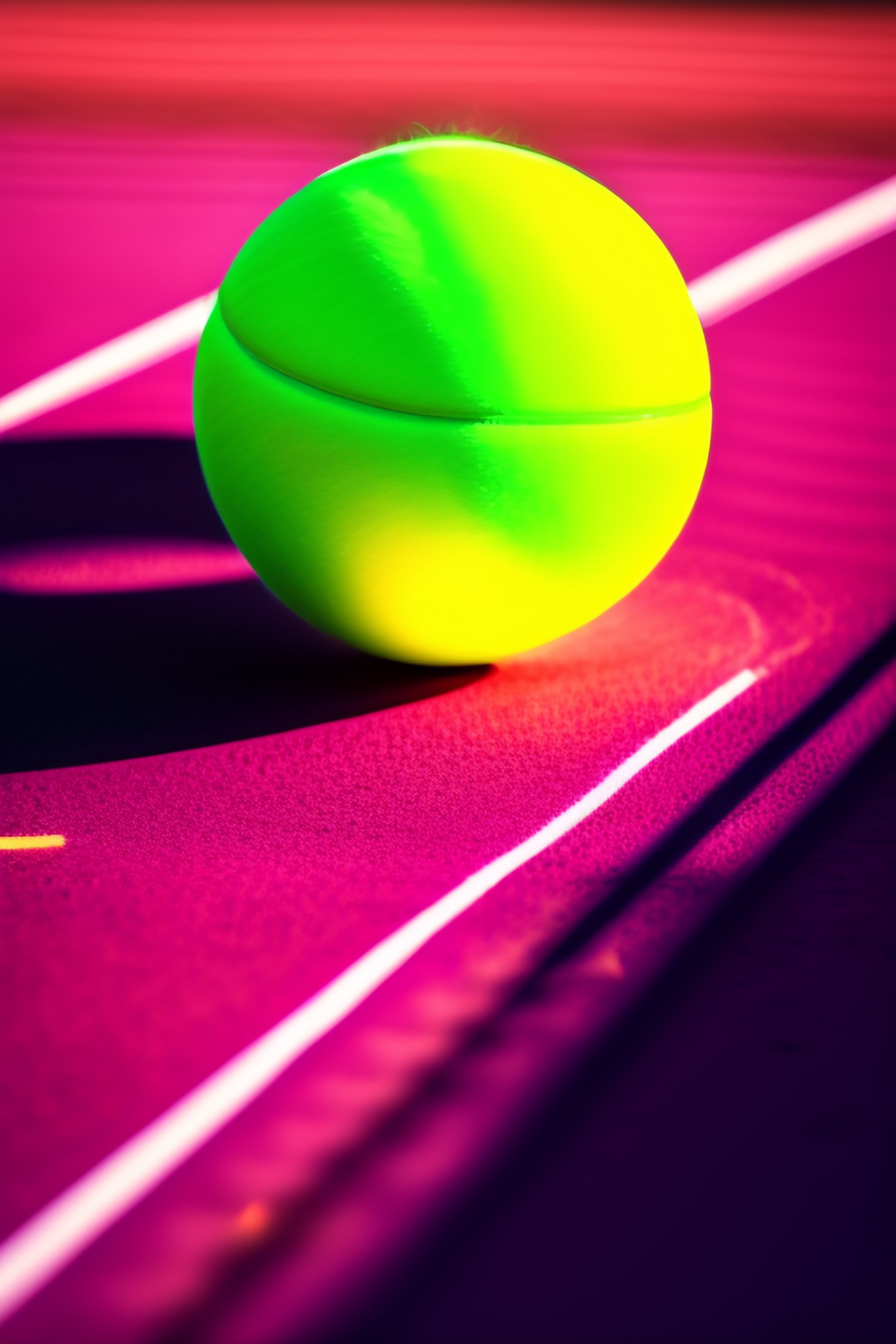 Lexica - TENNIS BALL IN TENNIS COURT WITH NEON LINES