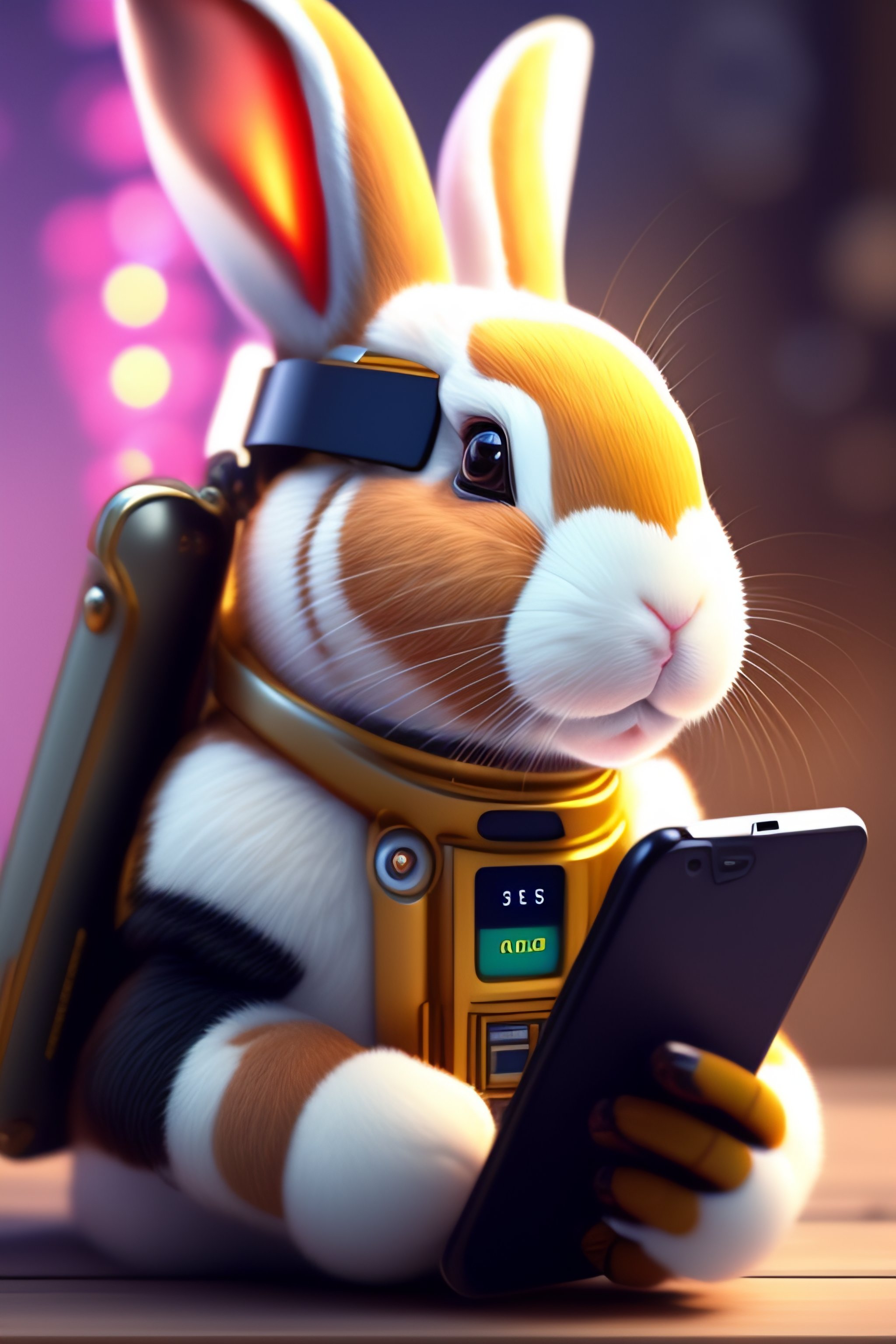 Lexica - Bunny robot working on a smartphone