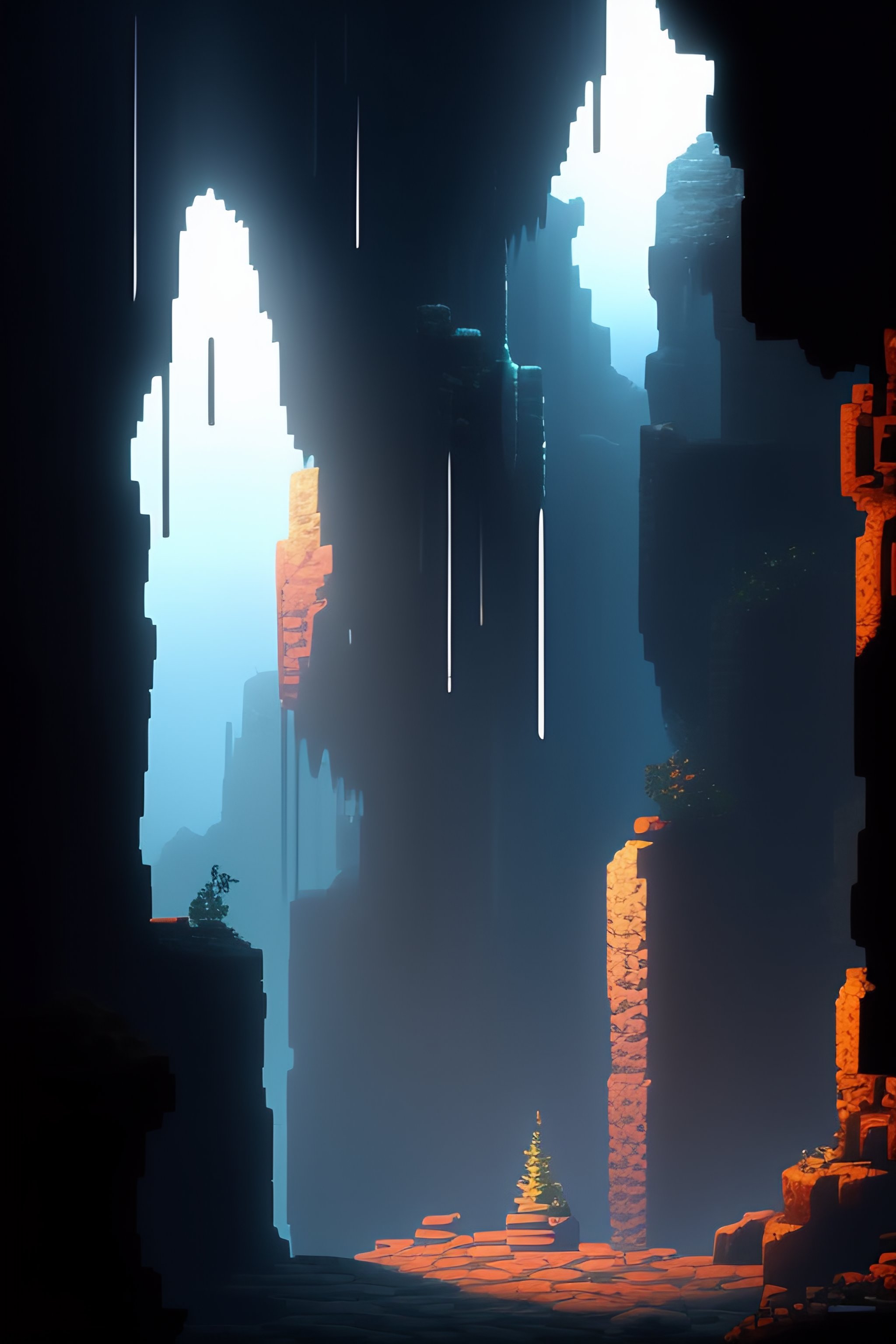 Lexica - Dark pixelated dungeon with sunlight, cobwebs , spooky, white ...