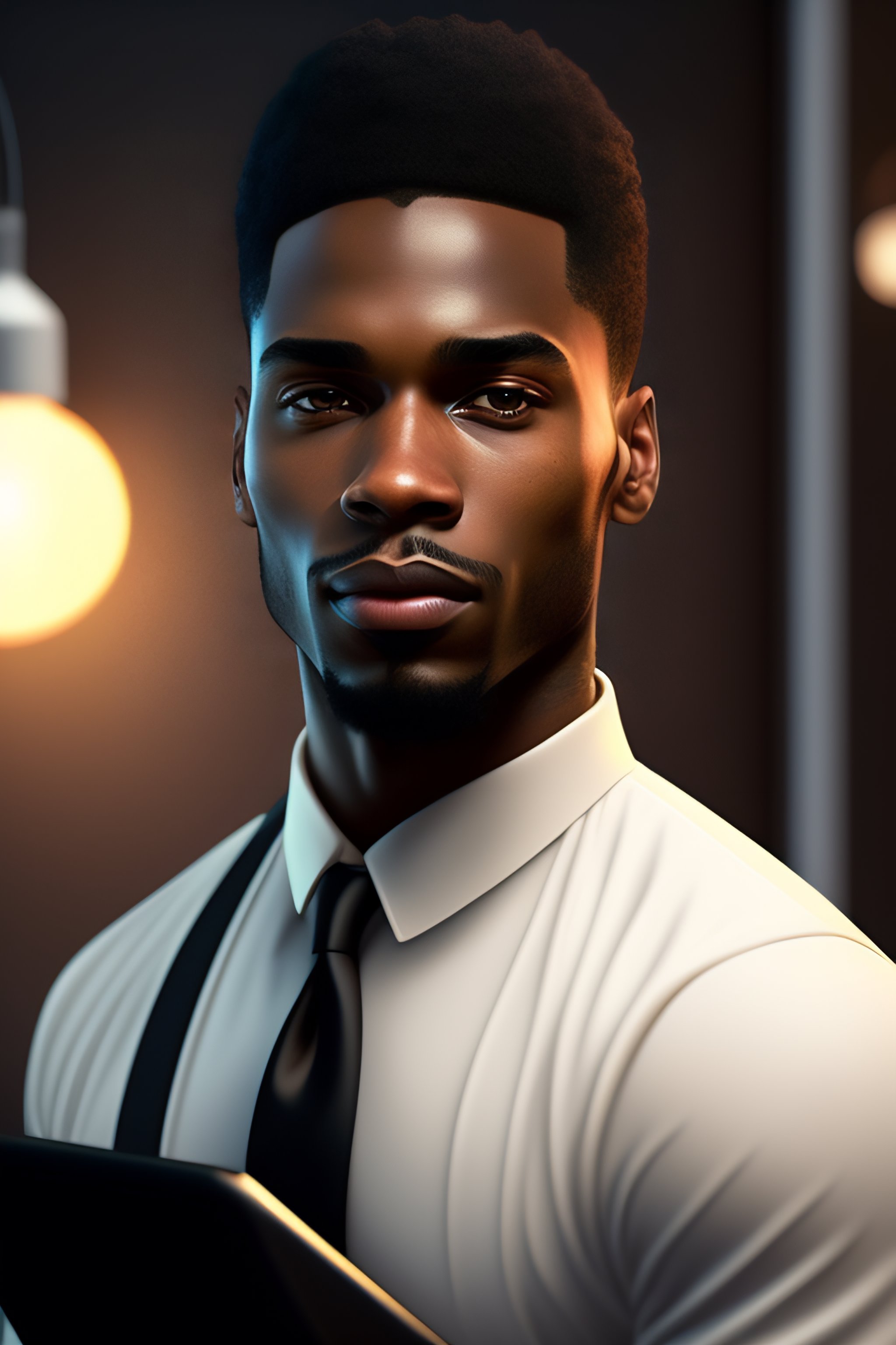 Lexica - IT Engineer as black man cute-fine-face working on computers ...