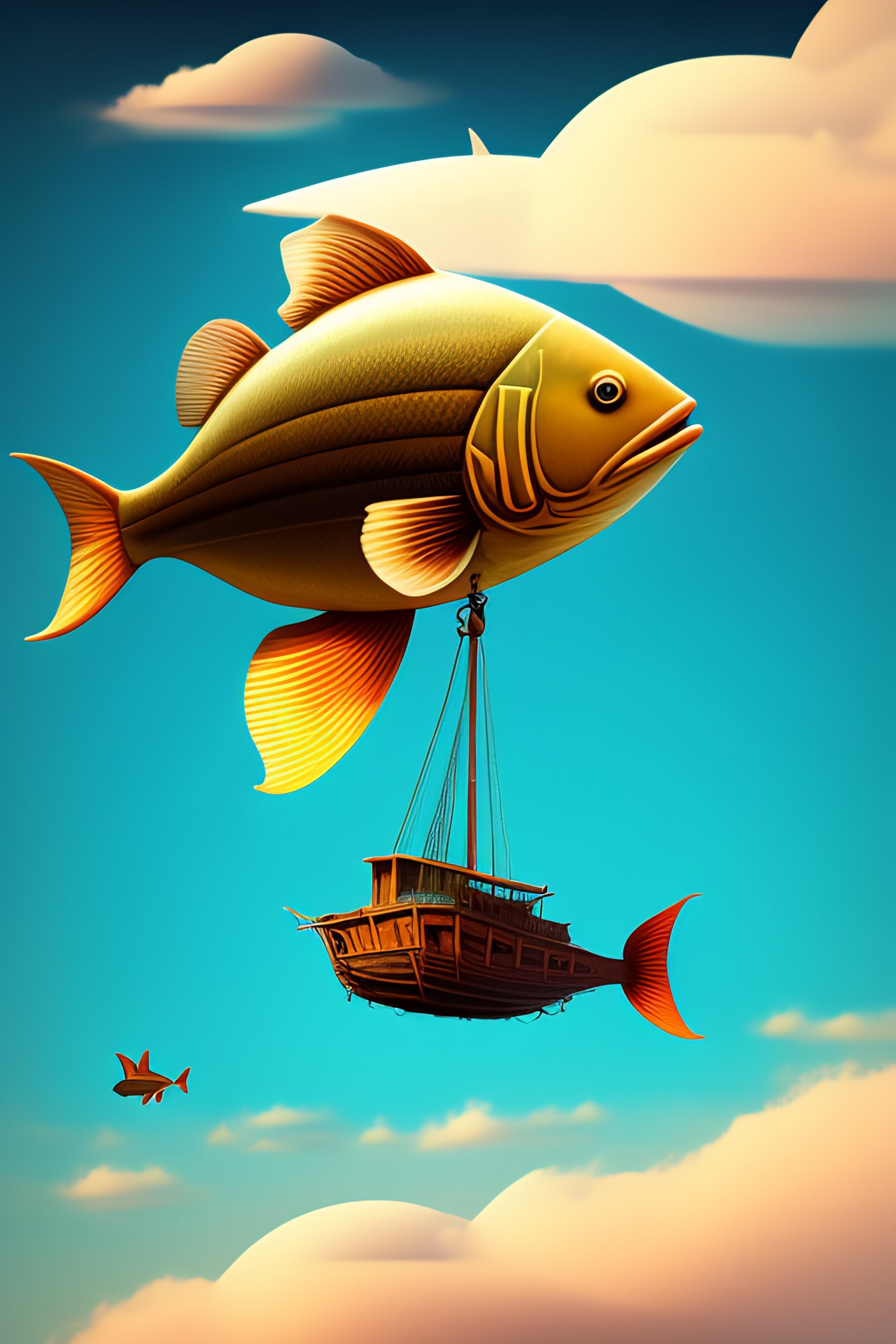 Lexica - Giant old fish floating in the air, very detailled ...