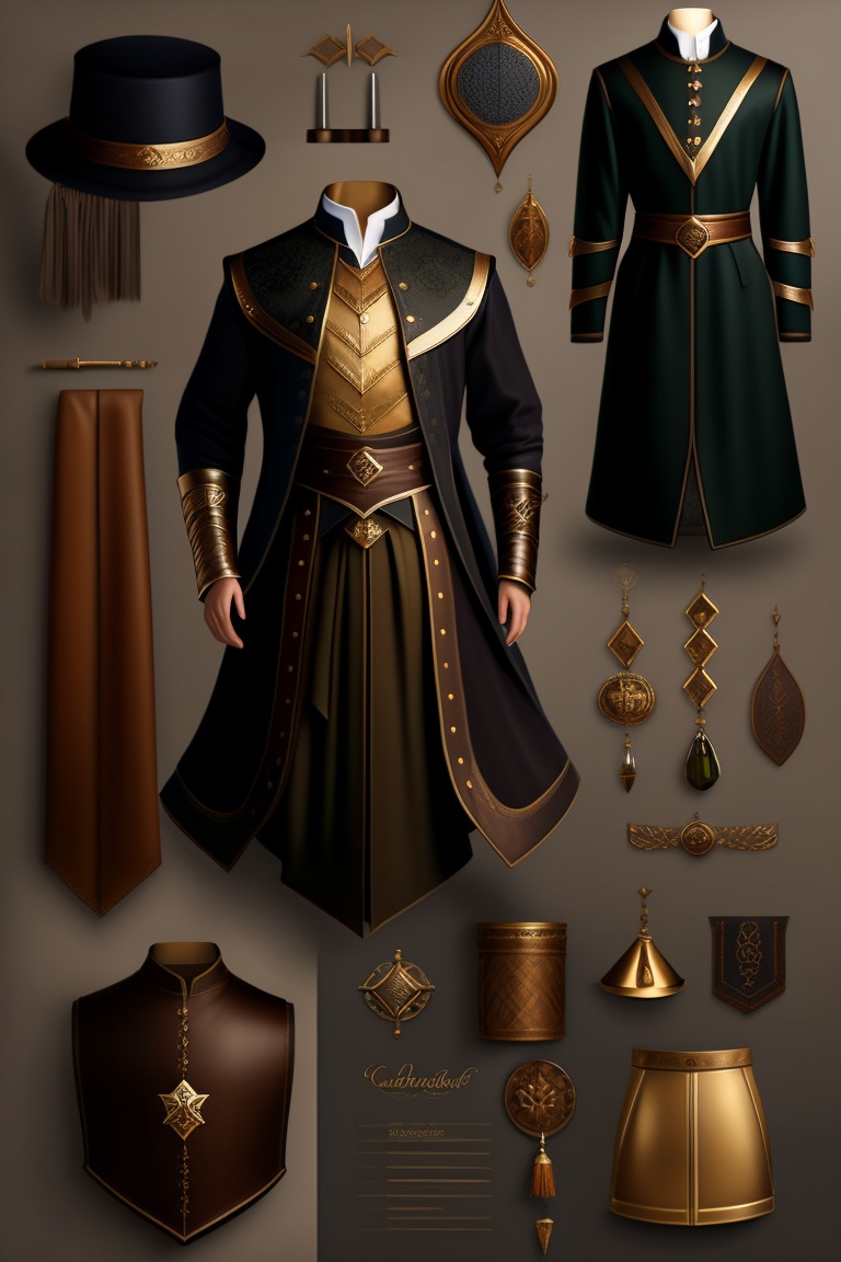Lexica - Male Elven clothing, knolling layout, deconstruction, highly ...