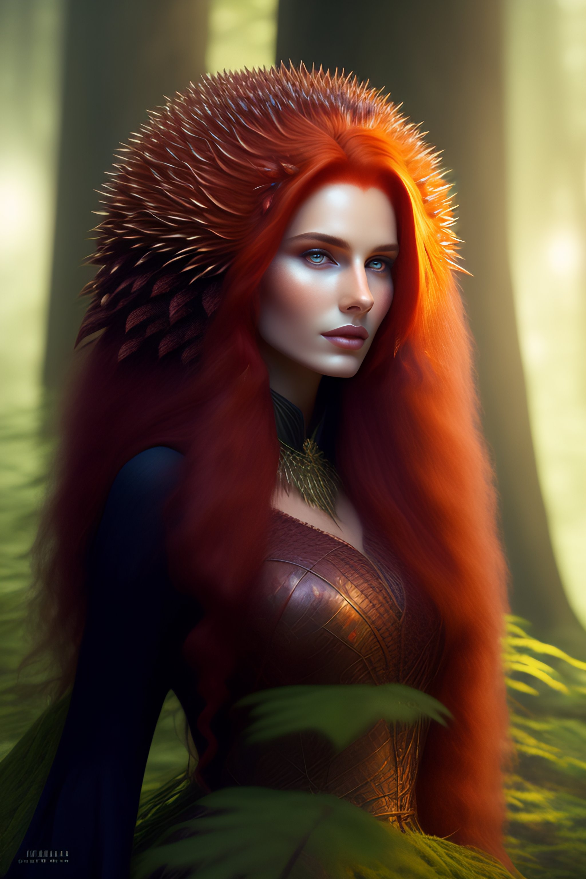 Lexica - Hedgehog druid woomenhedgehog red - haired long-legged,with ...