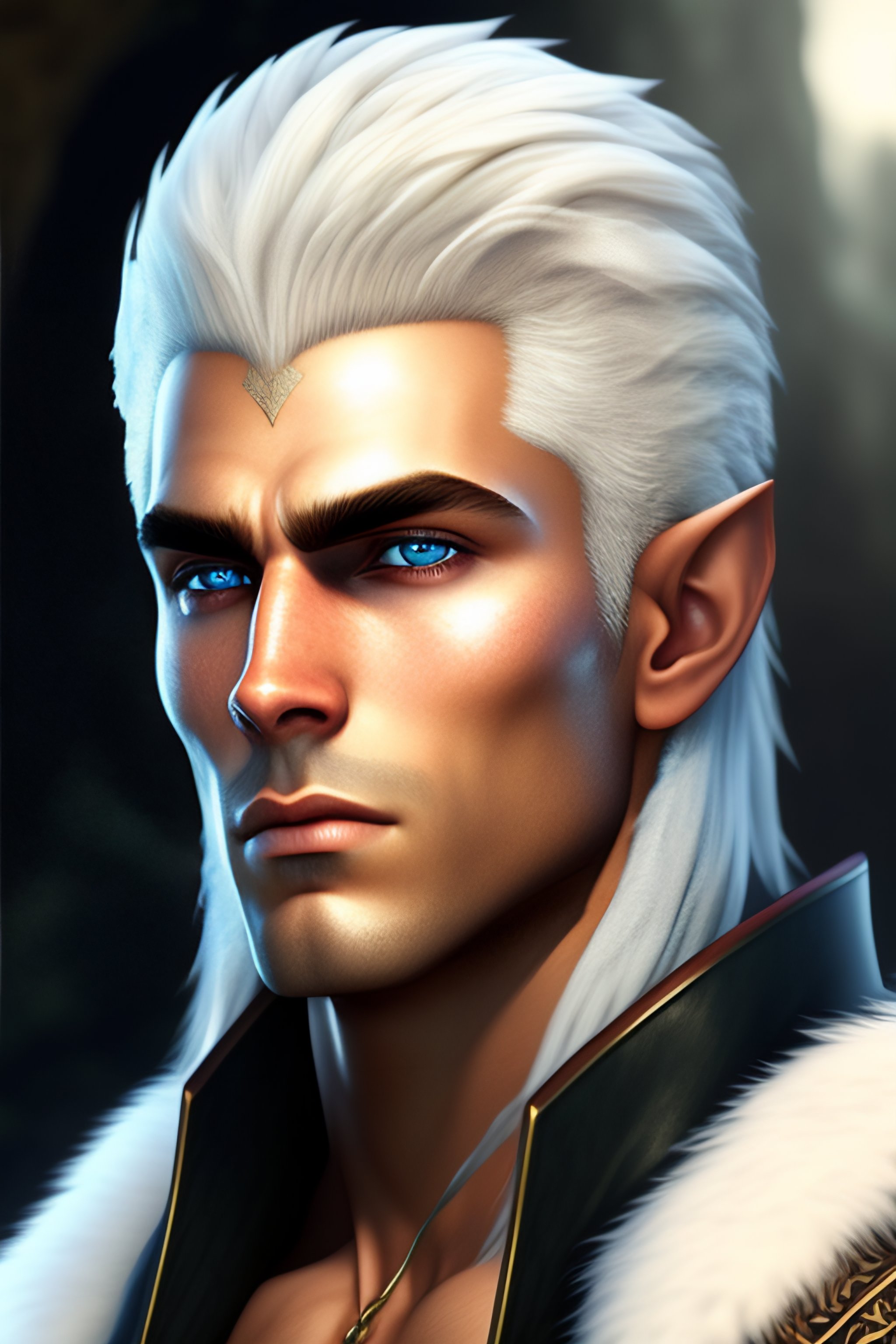 Lexica - Aryan male with pointed, slightly protruding elven ears, white ...