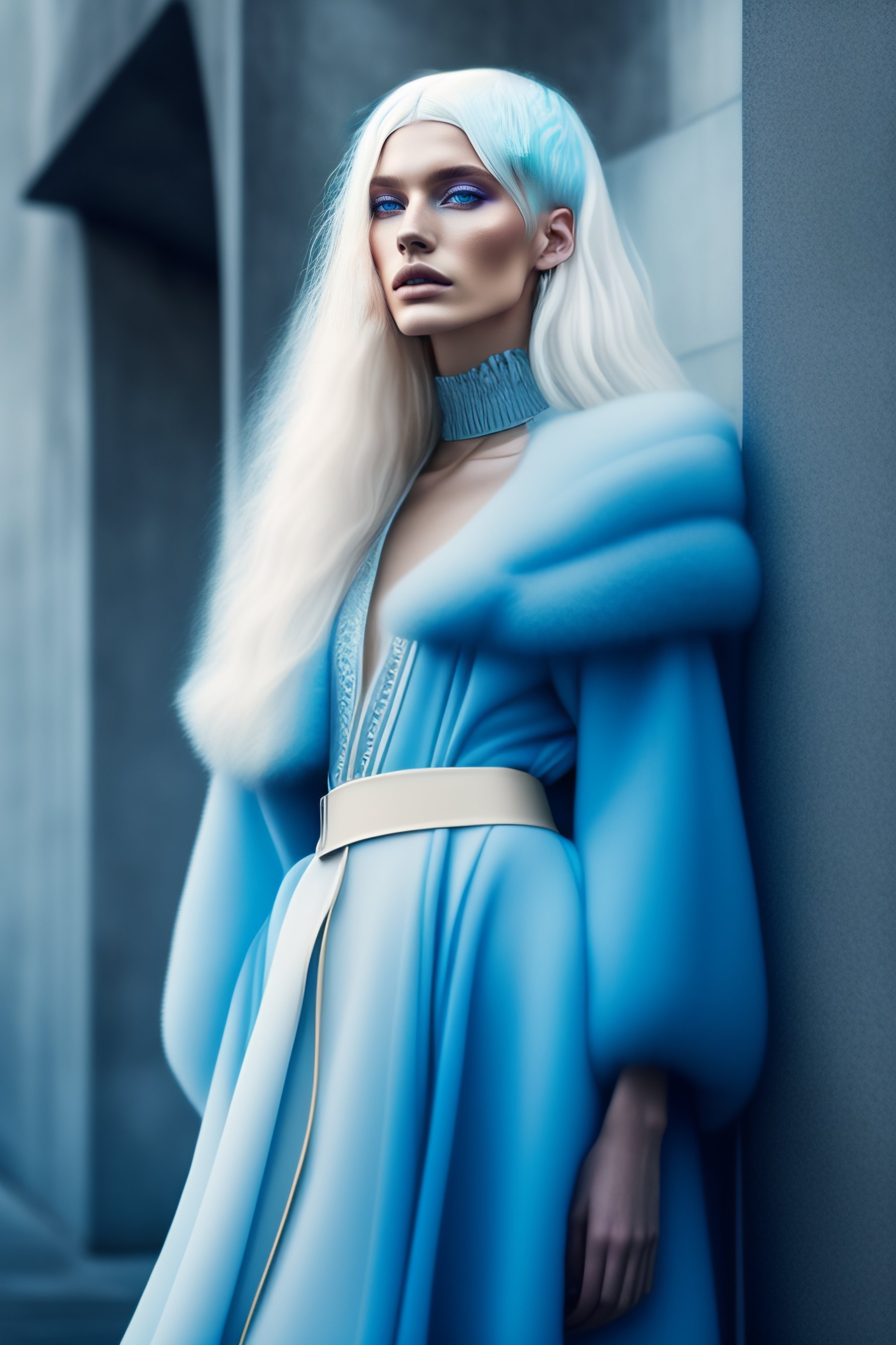 Lexica - Portrait of haute couture beautiful albino fashion model with ...
