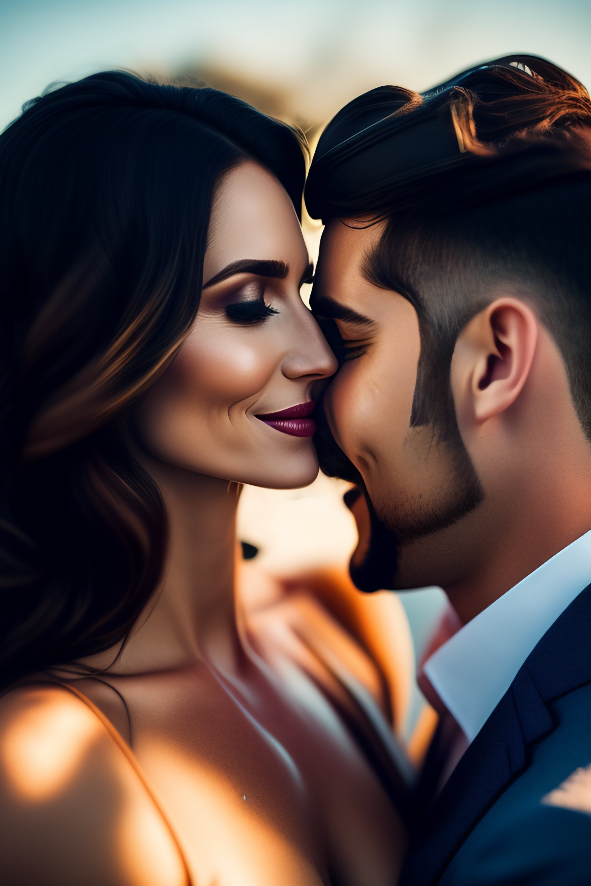 Lexica - A couple kissing, real, steamy, hot