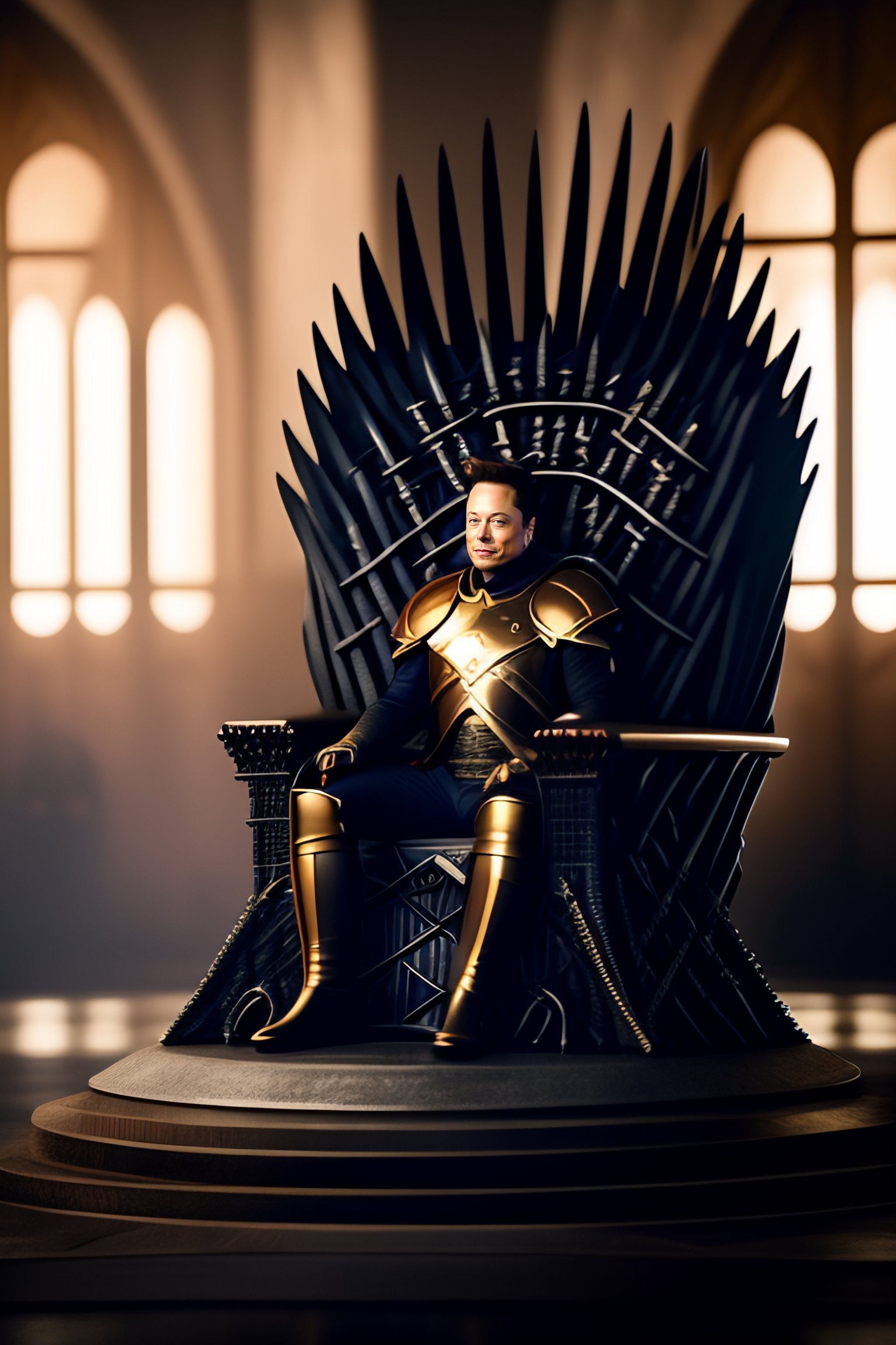 Lexica - Elon Musk sitting on the iron throne from Game Of Thrones ...