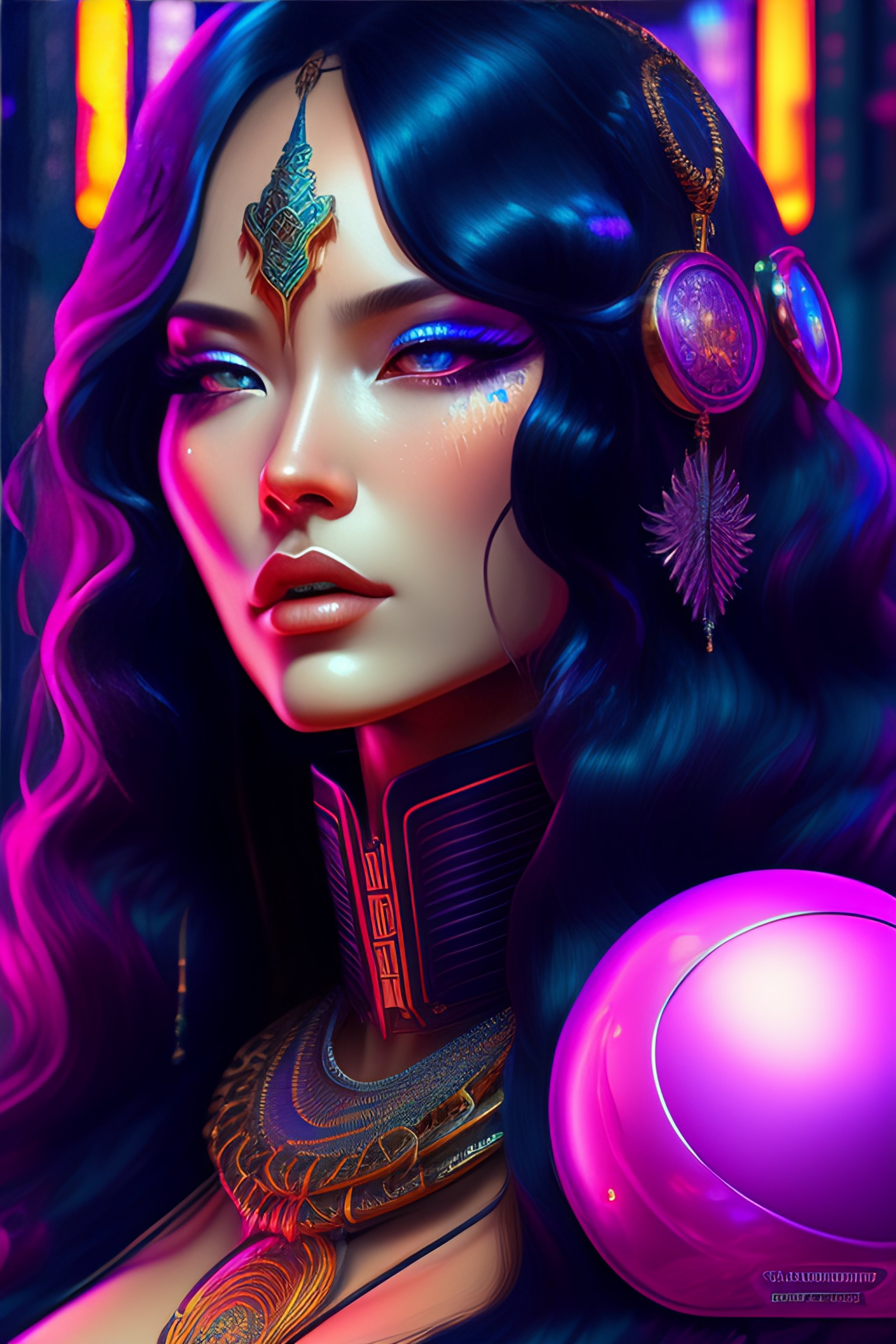 Lexica - Cyberpunk goddess concept art portrait by Casey Weldon, Olga ...