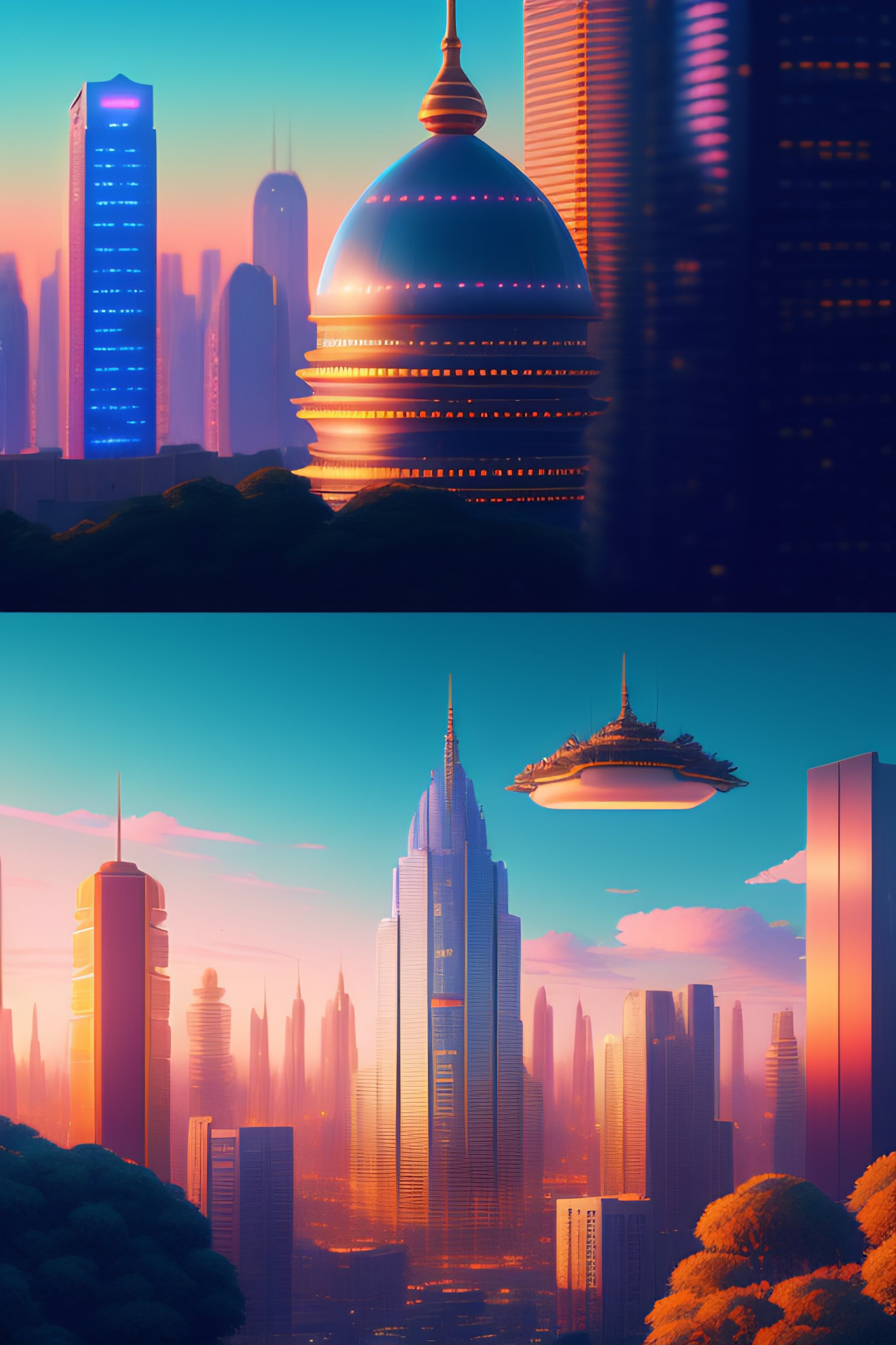 Lexica - Studio ghibli, city skyline, intricate artwork by tooth wu and ...