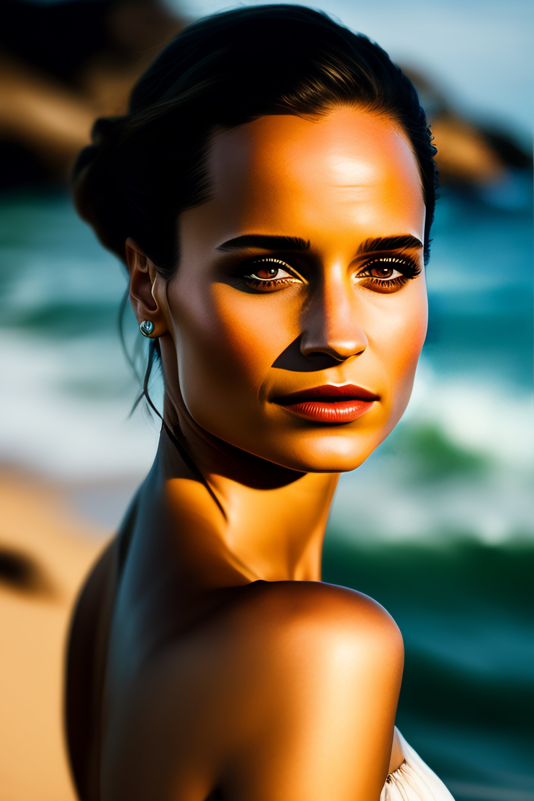 Lexica - Photograph, alicia vikander, beach, metal gear solid