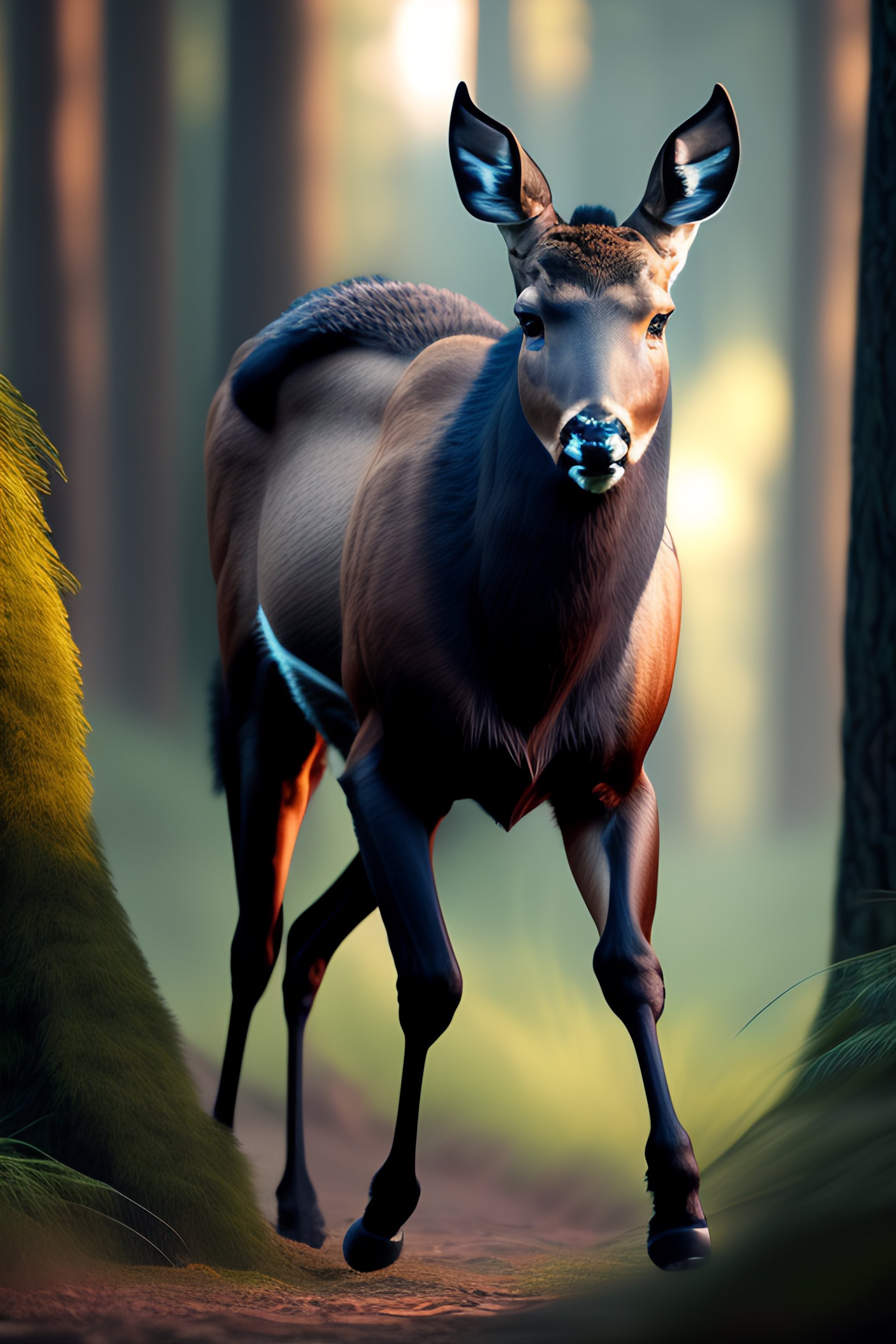 Lexica - A large, deer-like creature with shimmering, black fur that ...