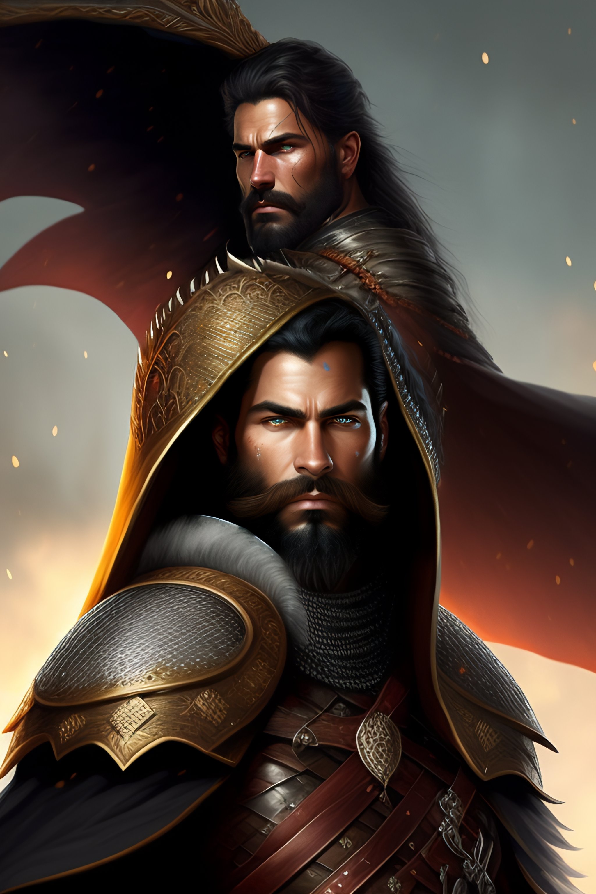 Lexica - Portrait of a gritty man with a shield and a spear. He wears ...