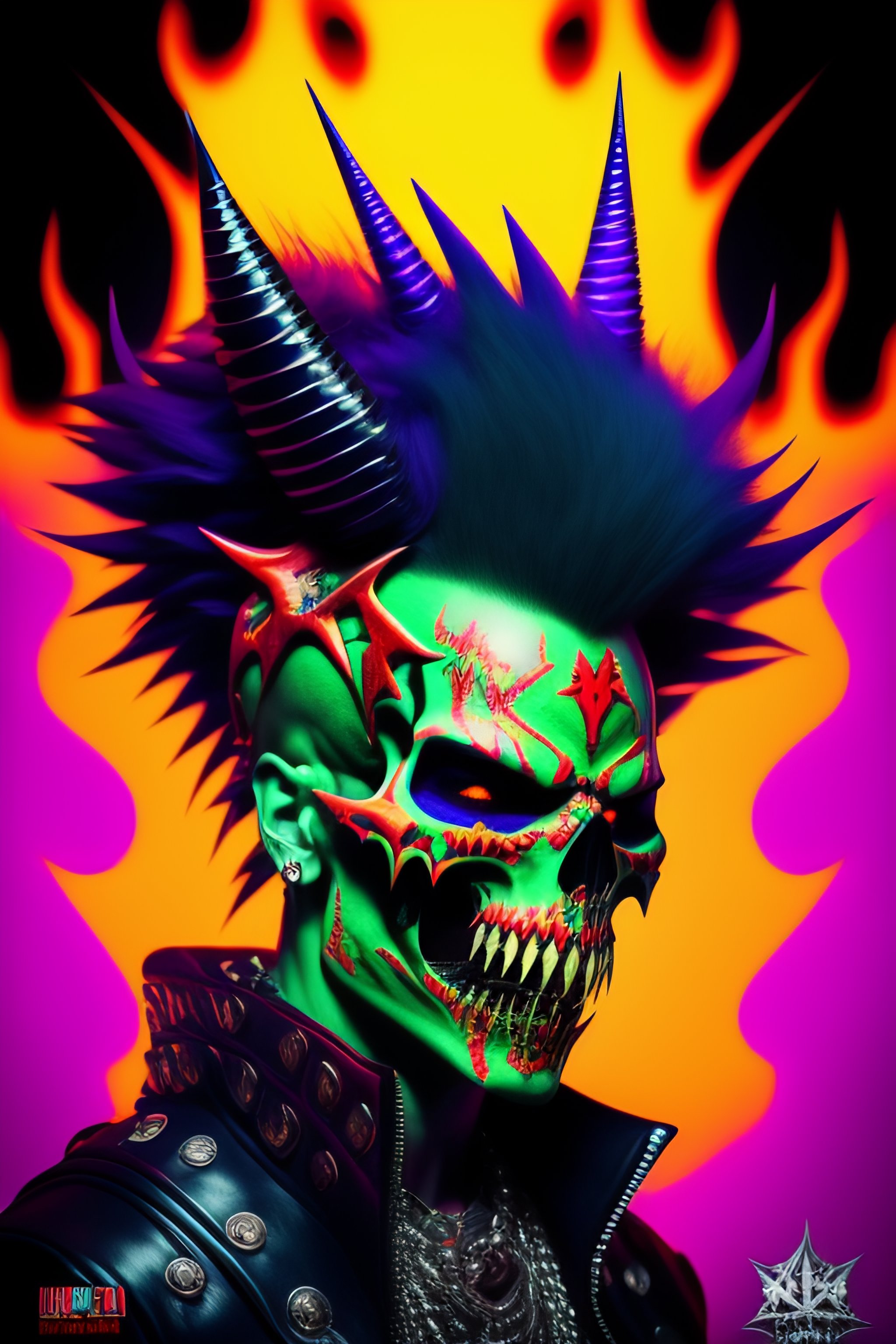 Lexica - Demon skull of a punk with a mohawk, with huge sharp fangs and ...
