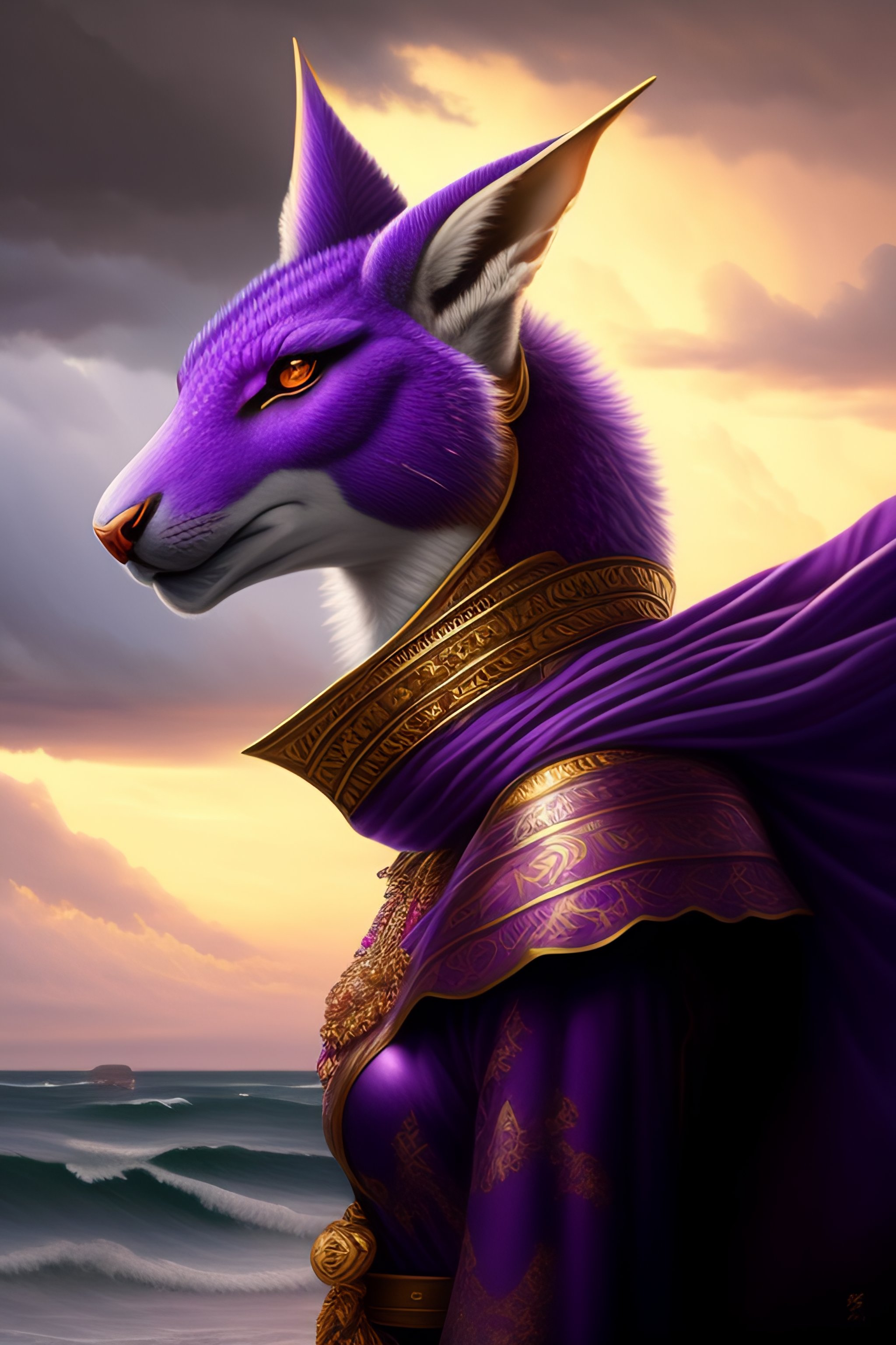 Lexica - Painting of a Purple Eastern Anthro dragoness in a stormy sky ...