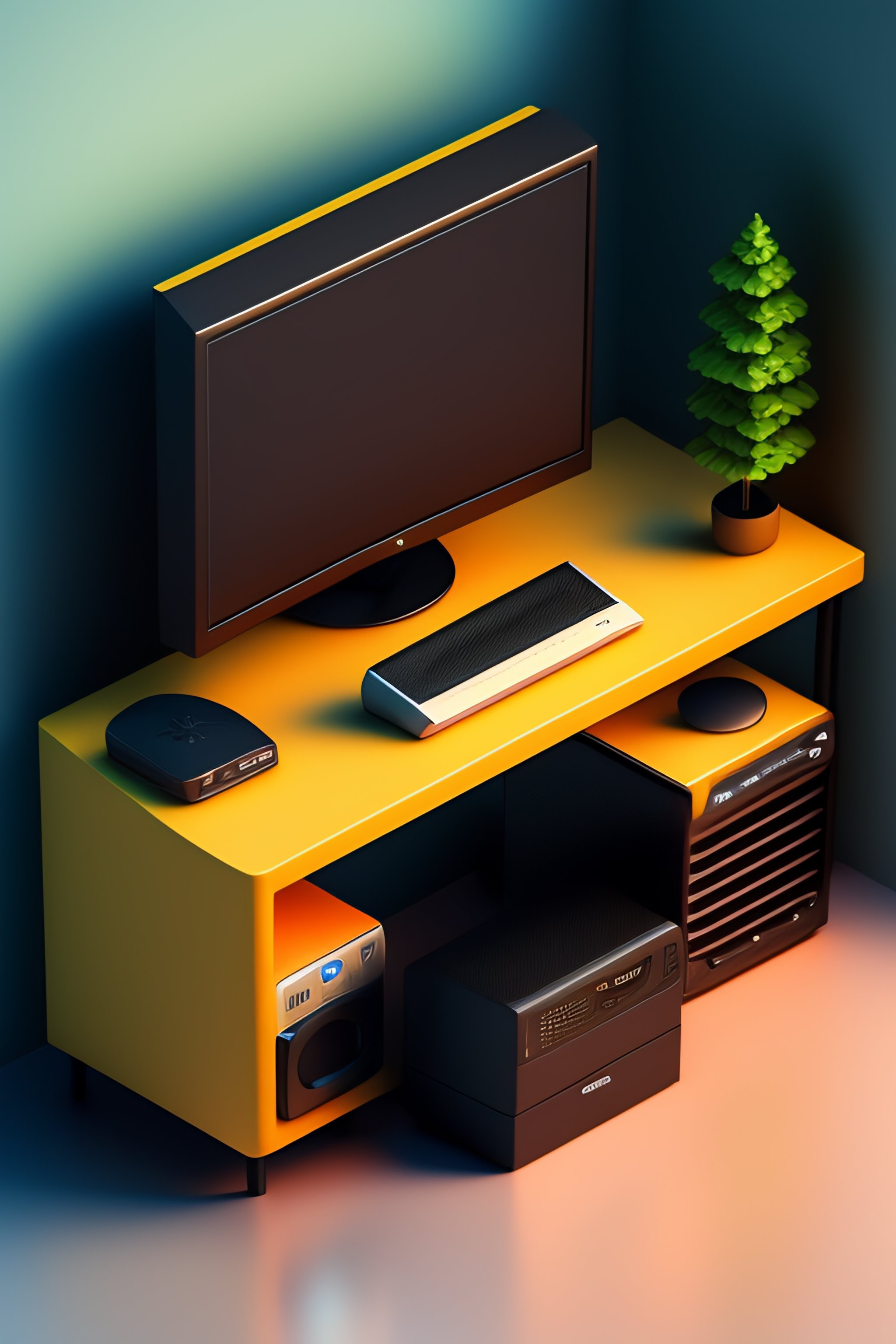 Lexica - Isometric render of a computer streaming
