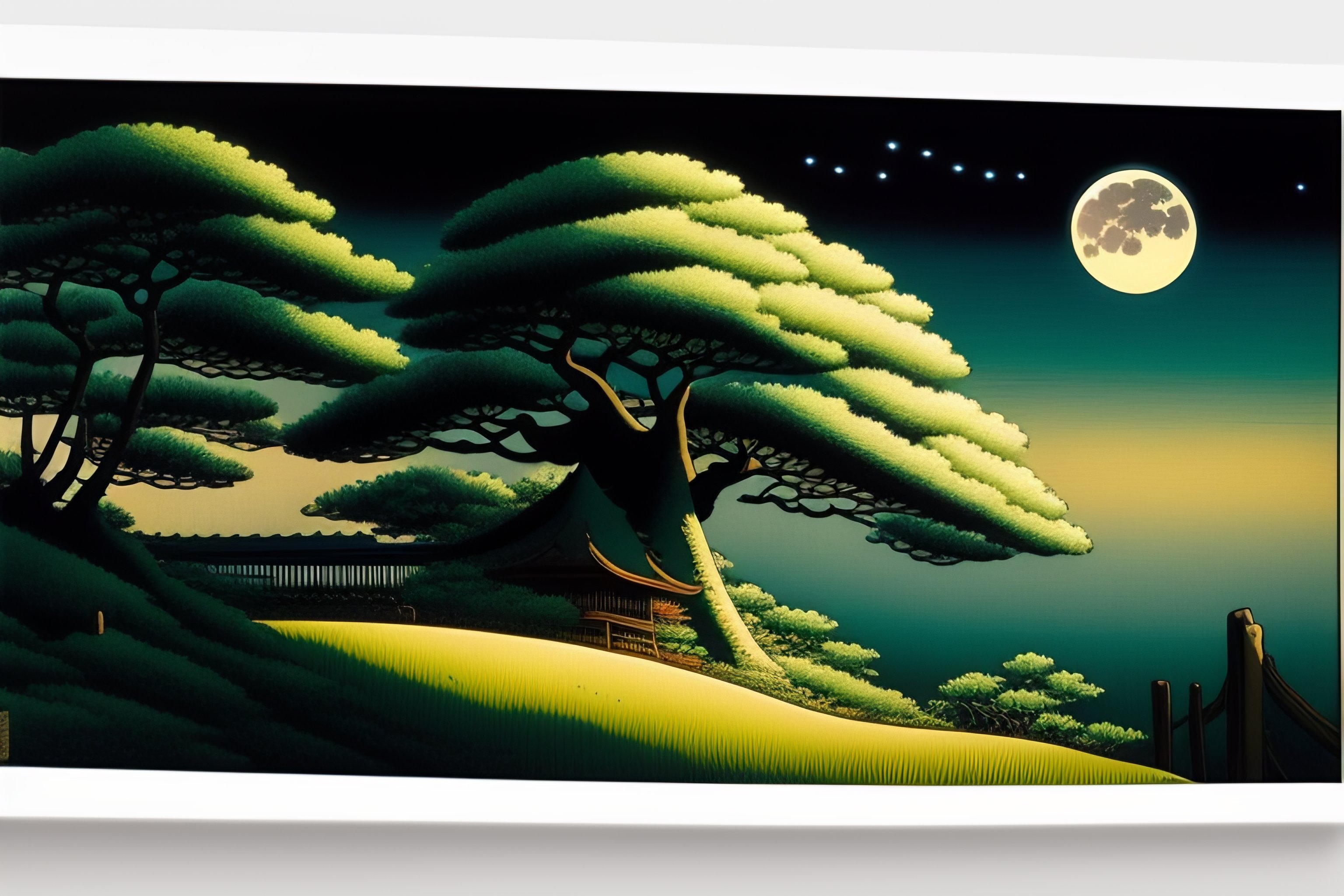 Lexica - Mango tree in the moonlight by hokusai, studio ghibli ...