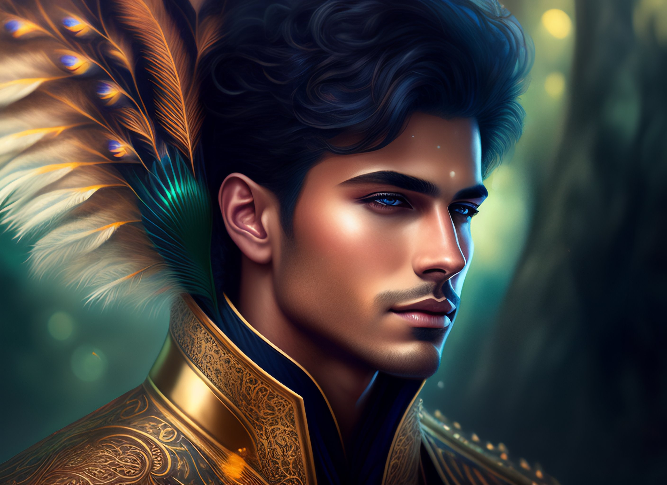 Lexica - Beautiful portrait of an attractive Prince wearing a peacock ...