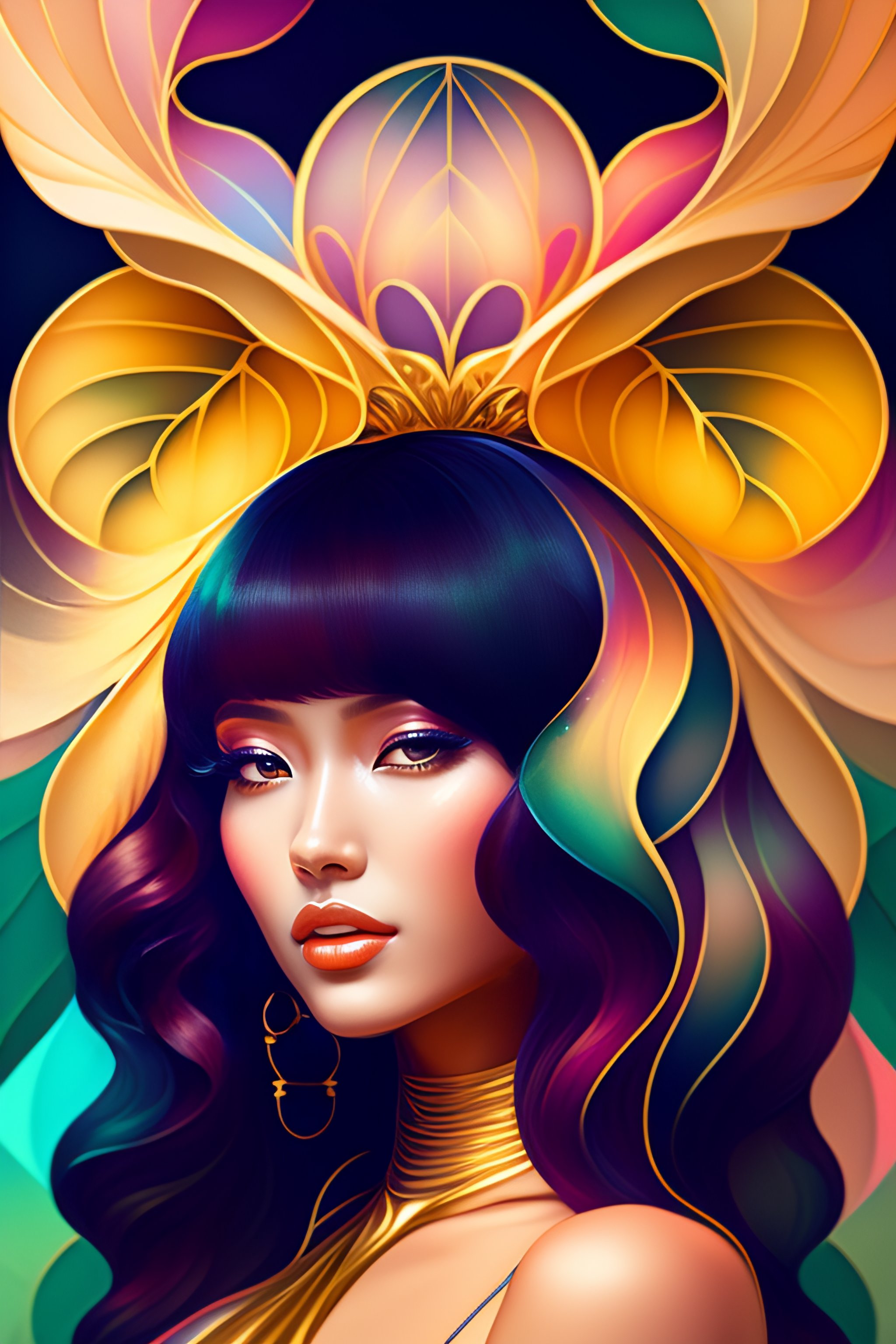 Lexica - Fashionable queen of the monstera, symmetrical face, artgerm ...