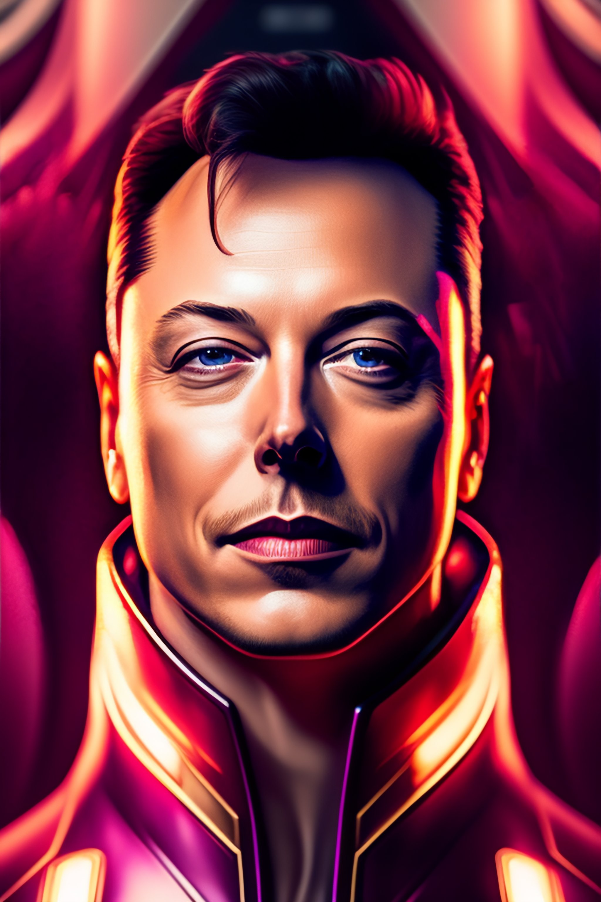 Lexica - Portrait of elon musk as a super villain,symmetric, digital ...