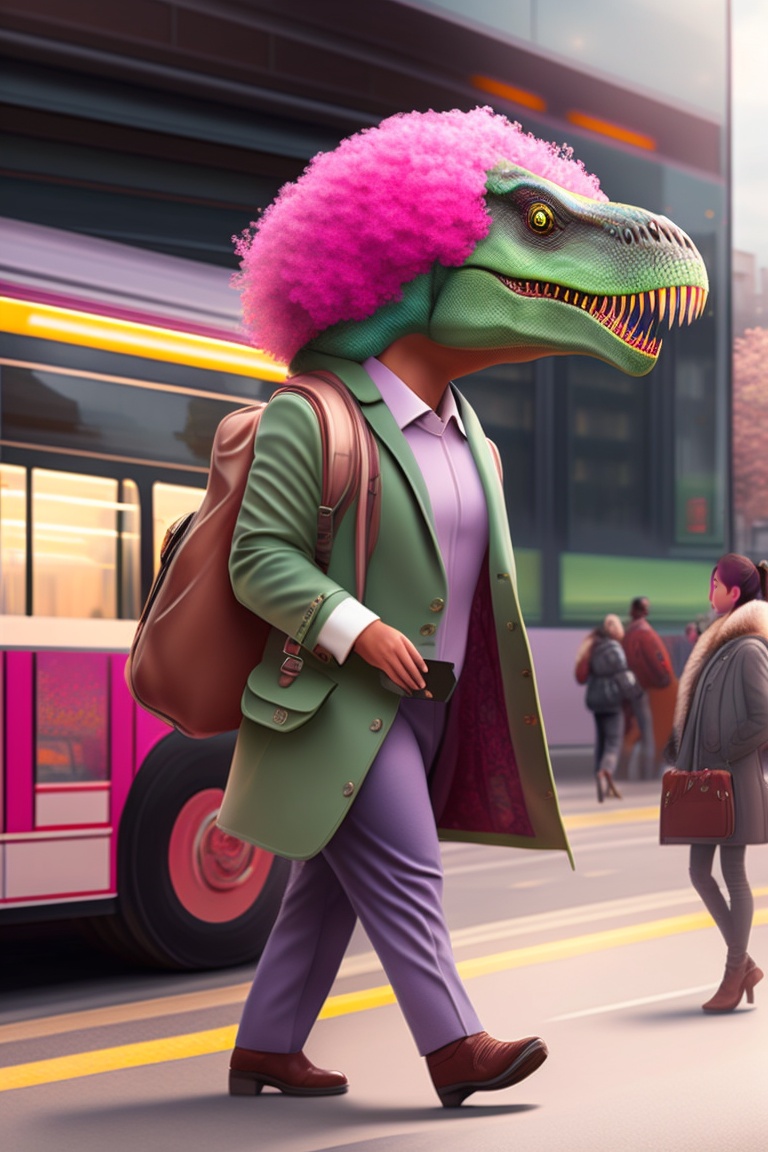 Lexica - Dinosaur human-like seeing his cellphone in a modern time ...