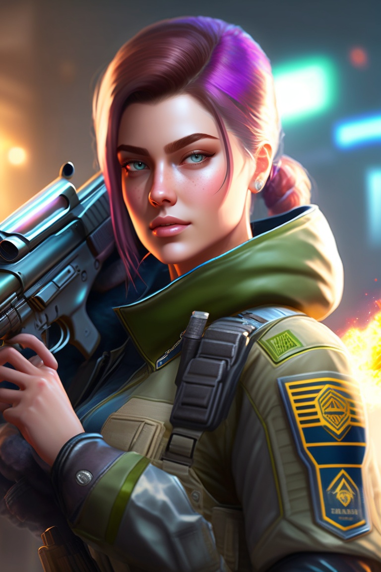 Lexica - Rainbow 6 siege ela shushing with gun in her hand, hyper ...