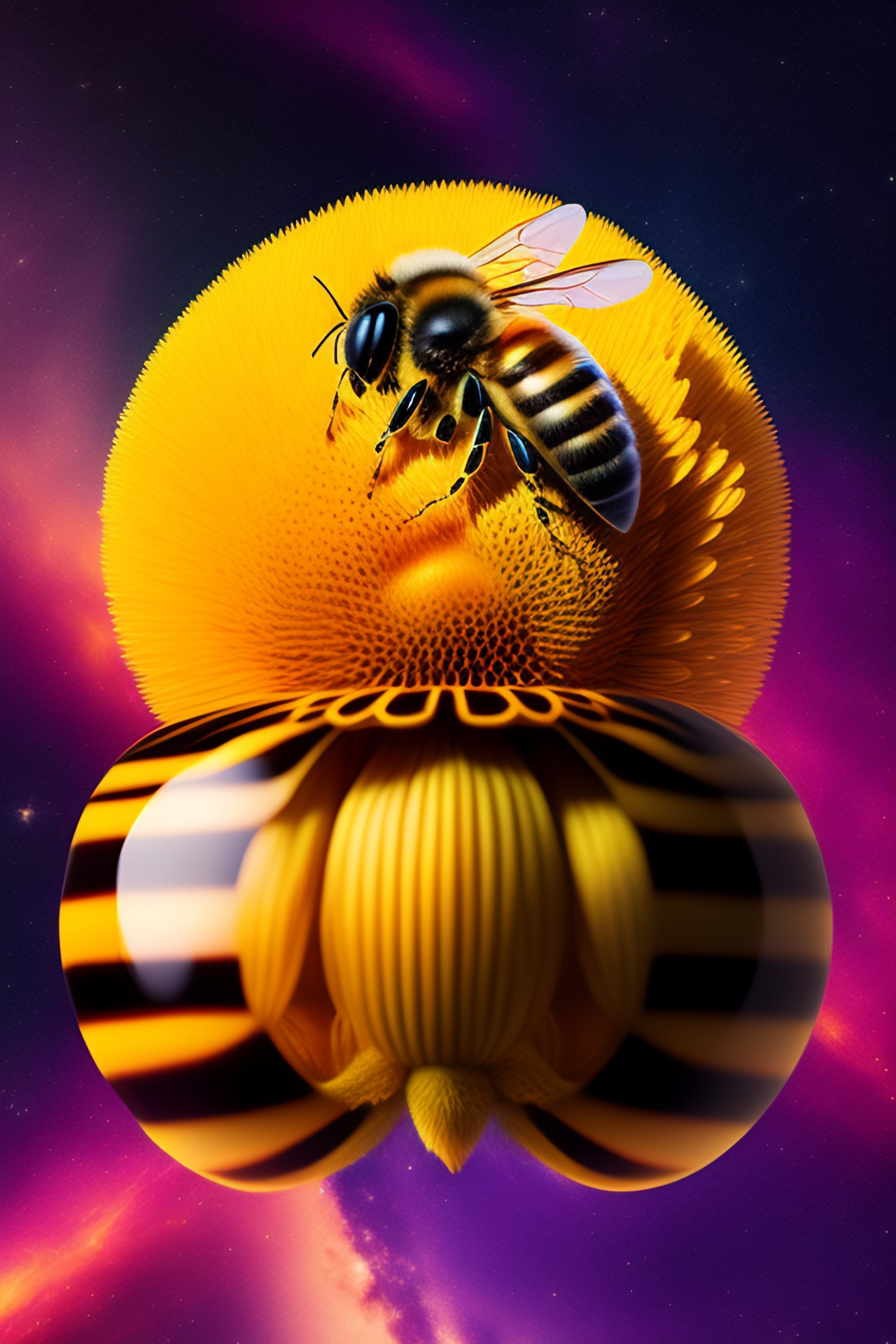 Lexica - Honey bee in space in the style of rene magritte