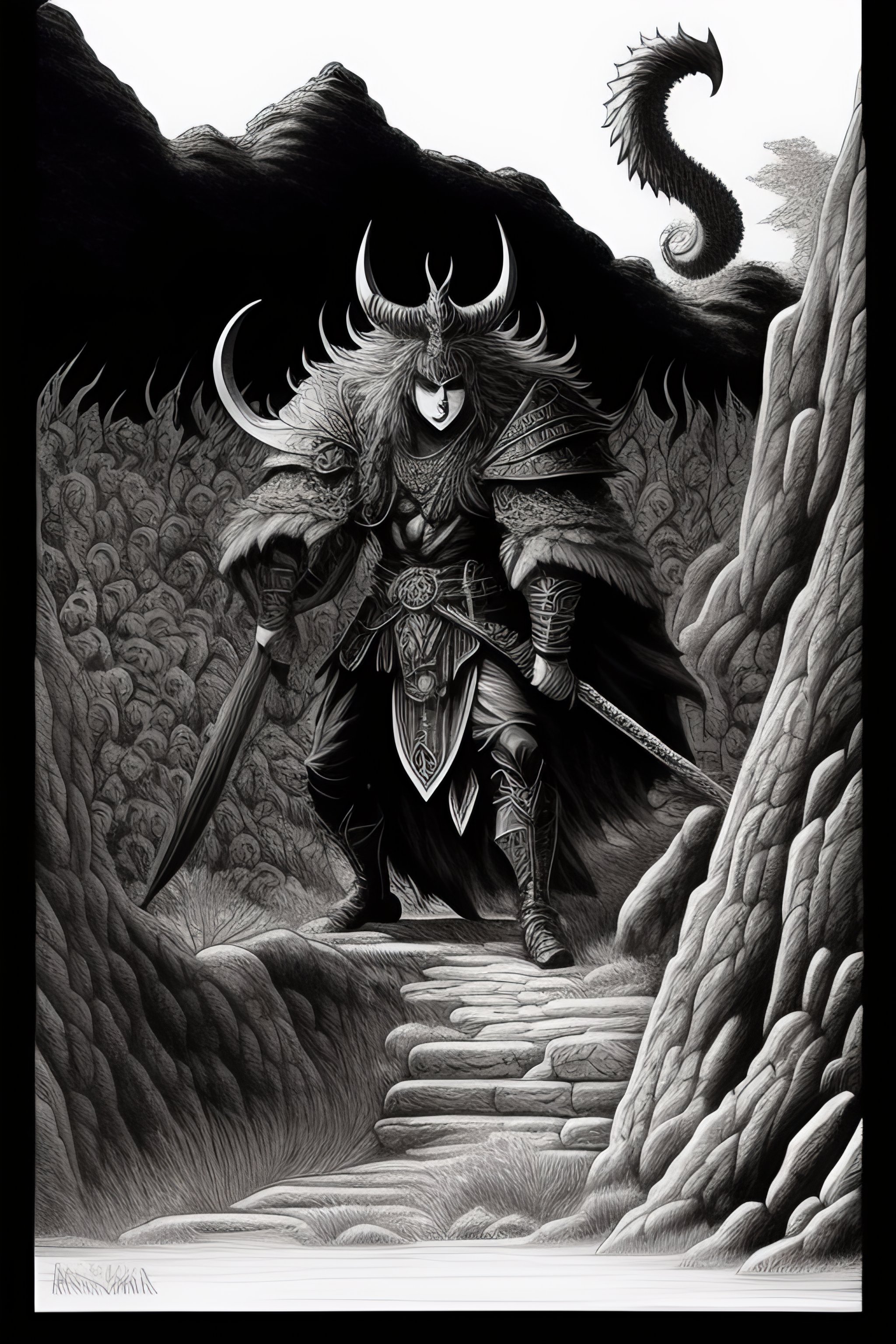 Lexica - Kentaru miura drawing of a demons hell and monsters battle