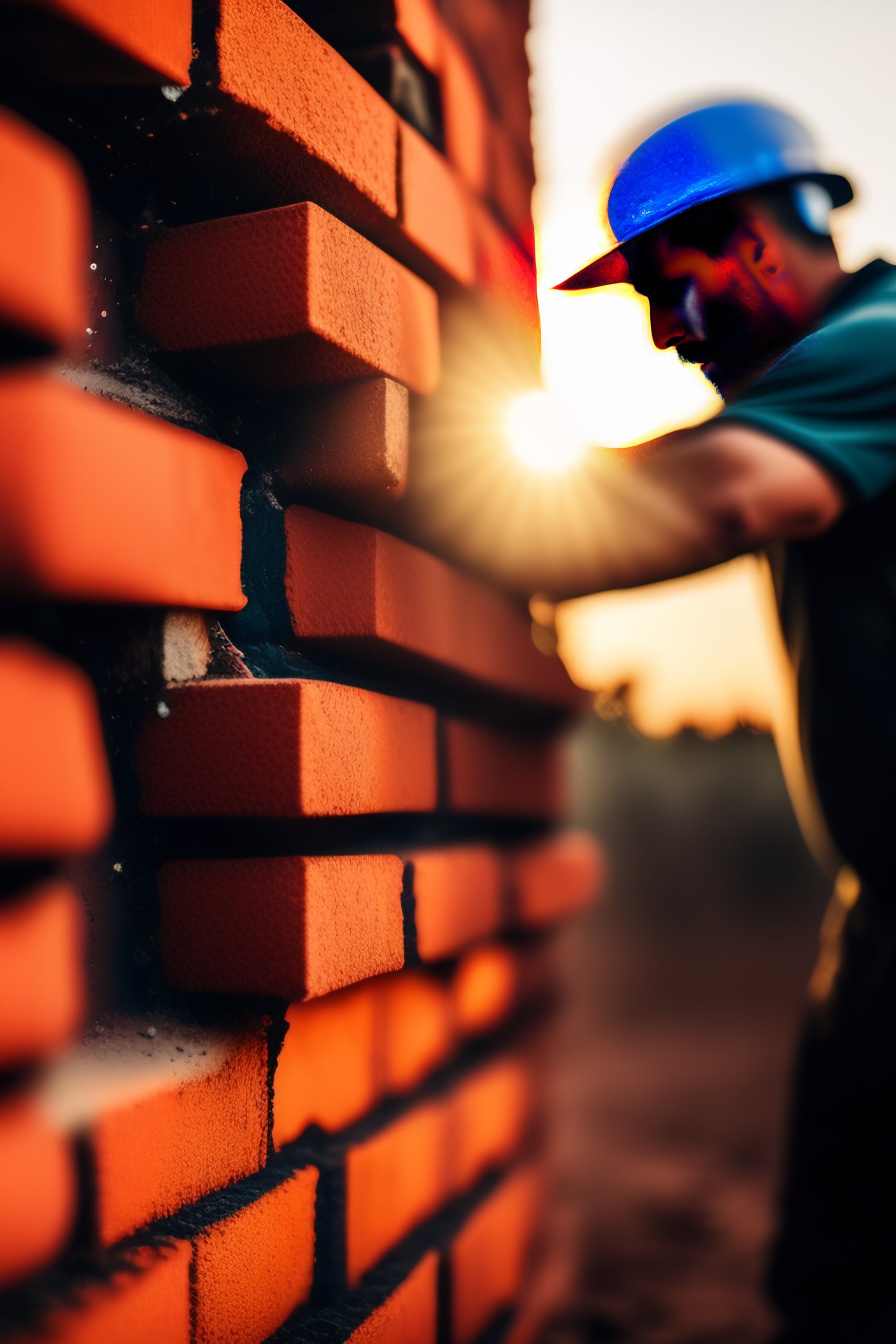 Lexica - Portrait of a bricklayer building a wall, intricate, perfect ...