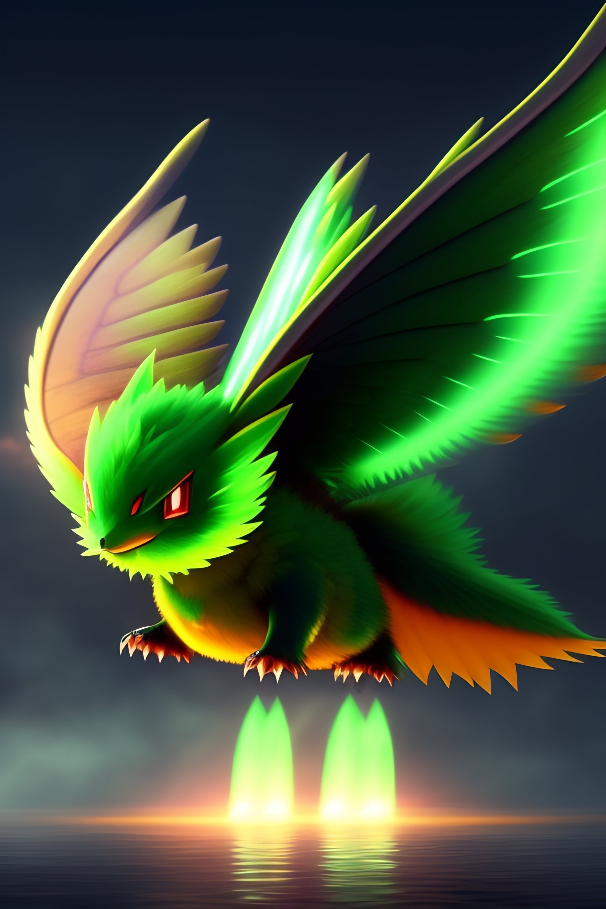 Lexica - Green pokemon with wings that can breathe fire