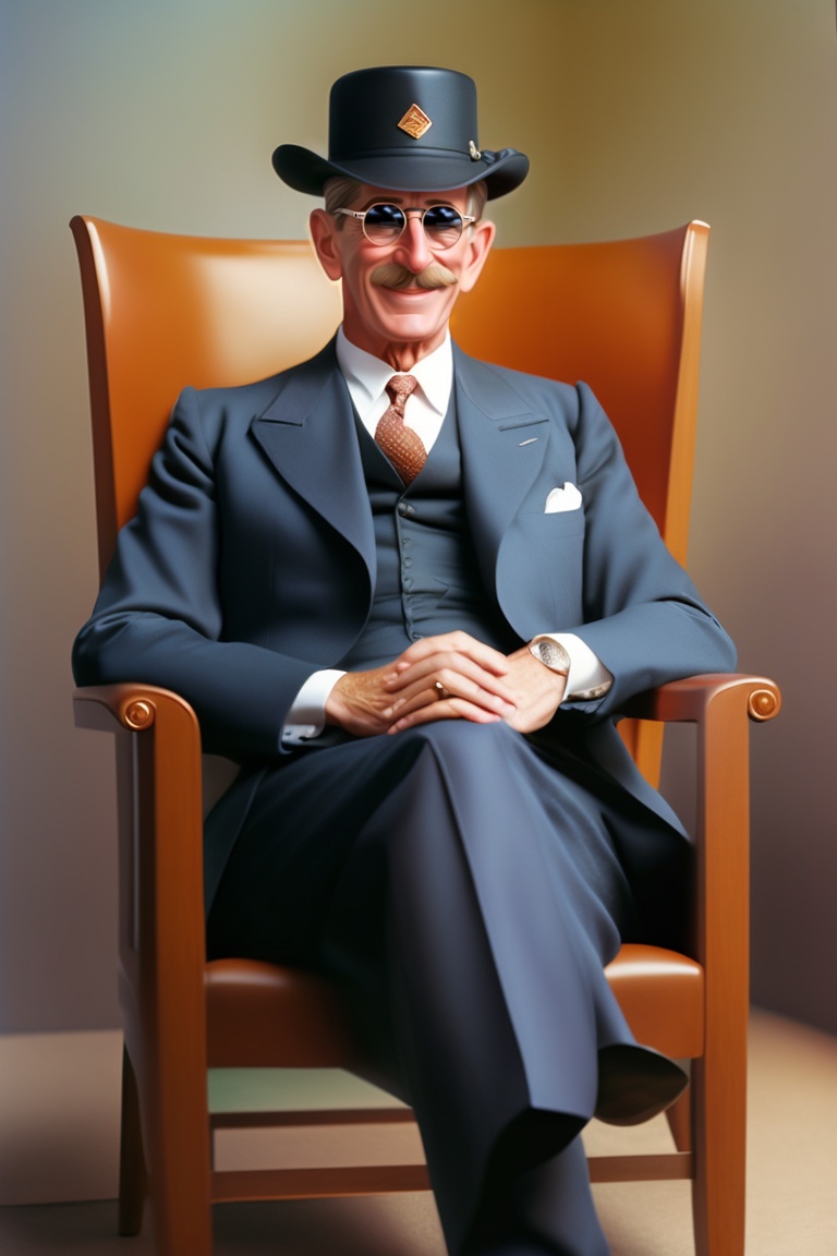 Lexica - George Orwell thinking, smiling and meditating sitting on a ...