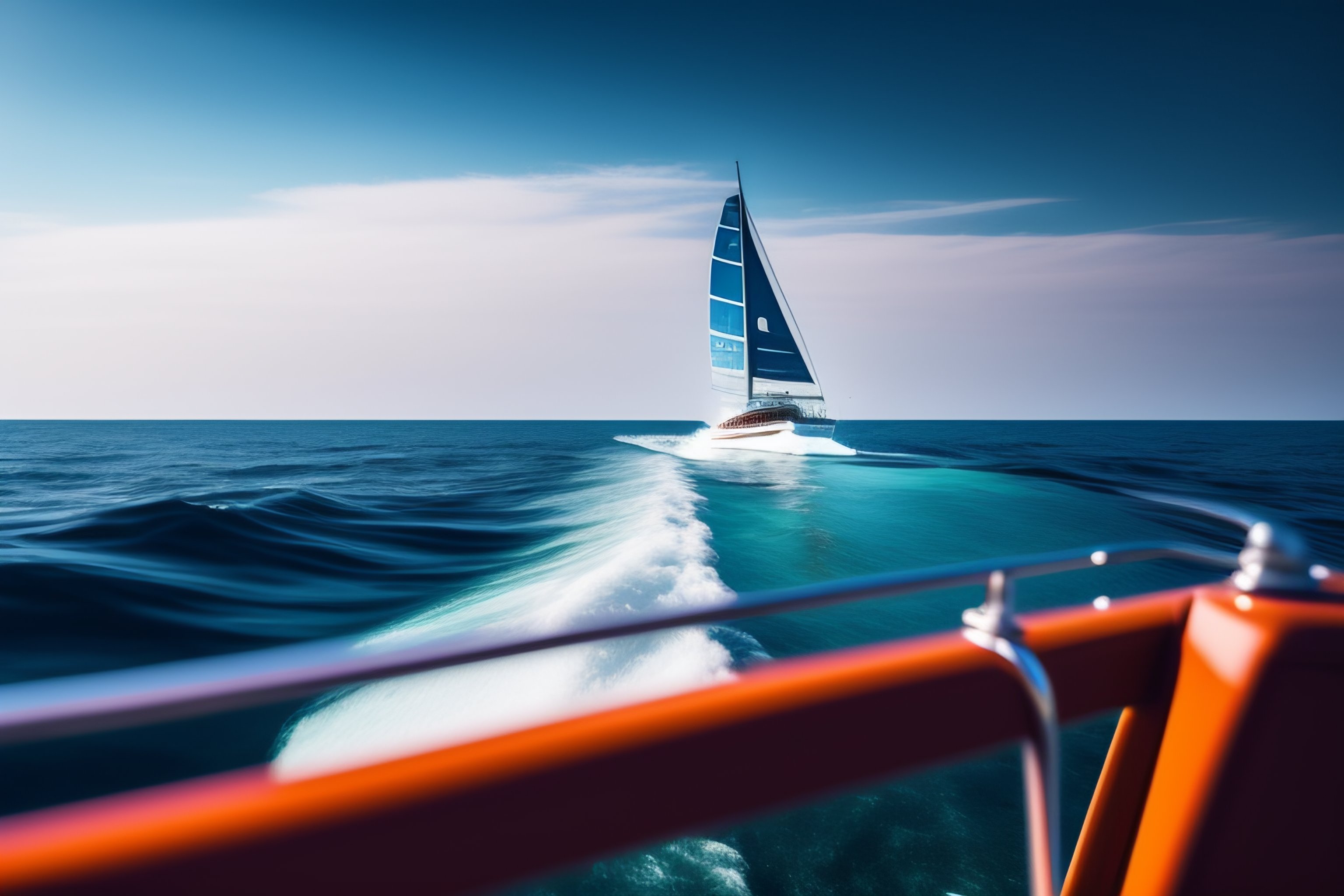 Lexica - Yacht sailing in the sea on a clear day, realistic photo ...