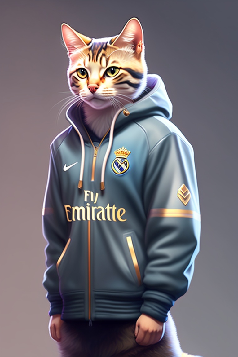 Lexica - Cats, a real sporty cat wearing a Real Madrid tracksuit ...